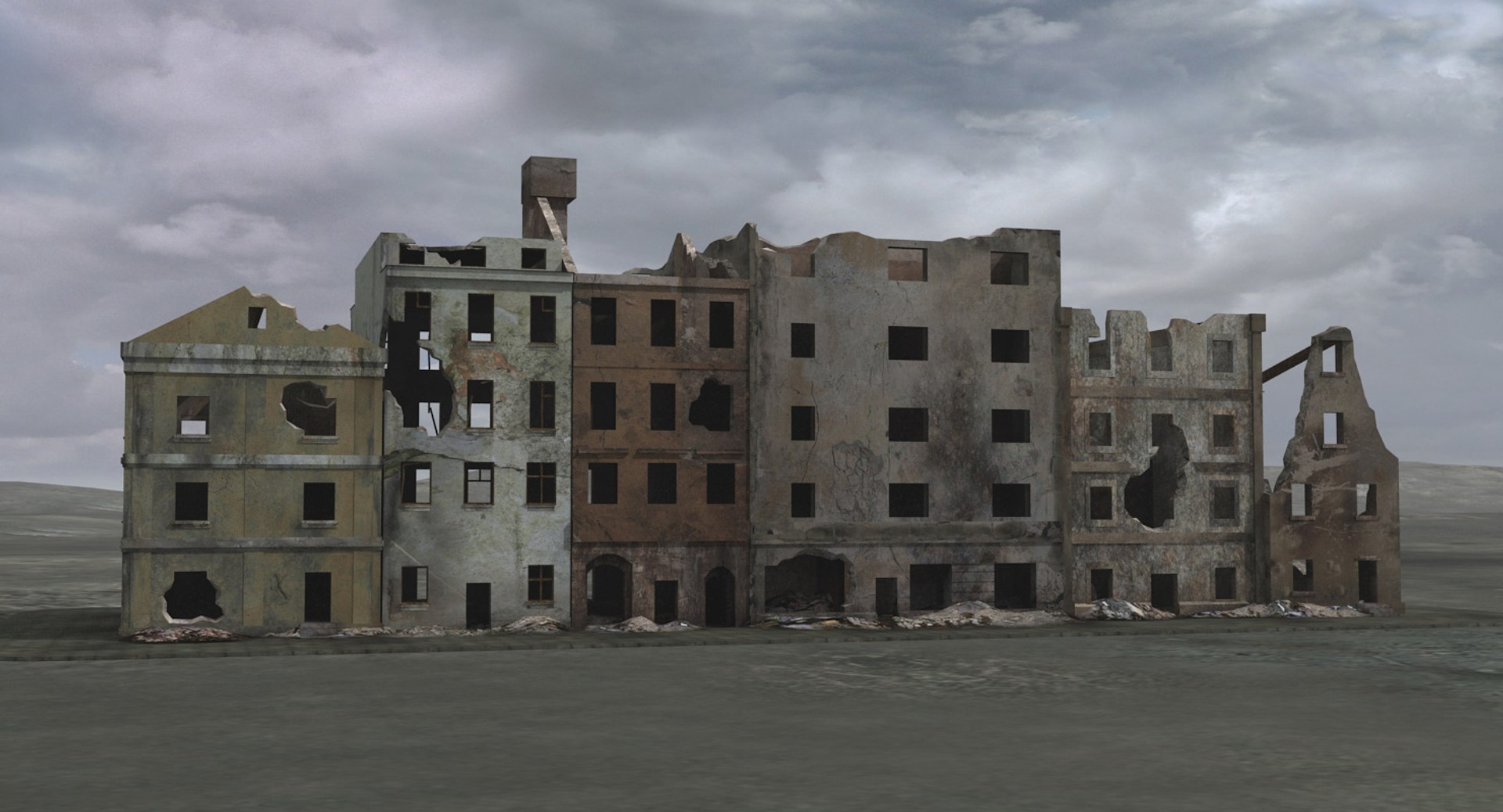 Ruined Building City Ww2 3d Max