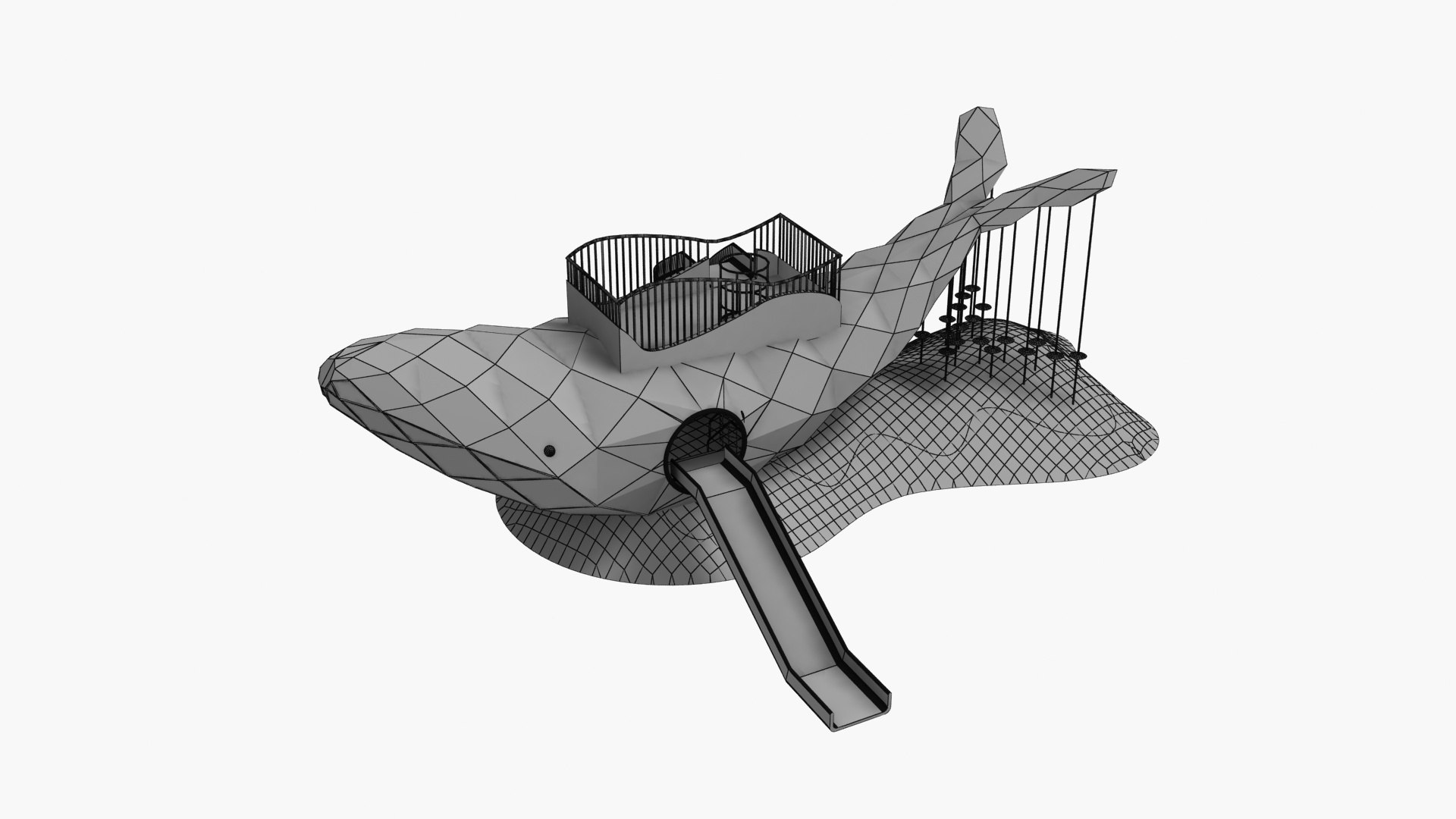 3D Ocean Animal theme blue whale playground structure model ...