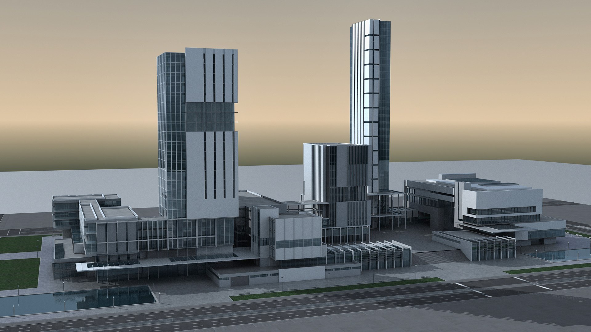 Modern city block 3D model - TurboSquid 1708861