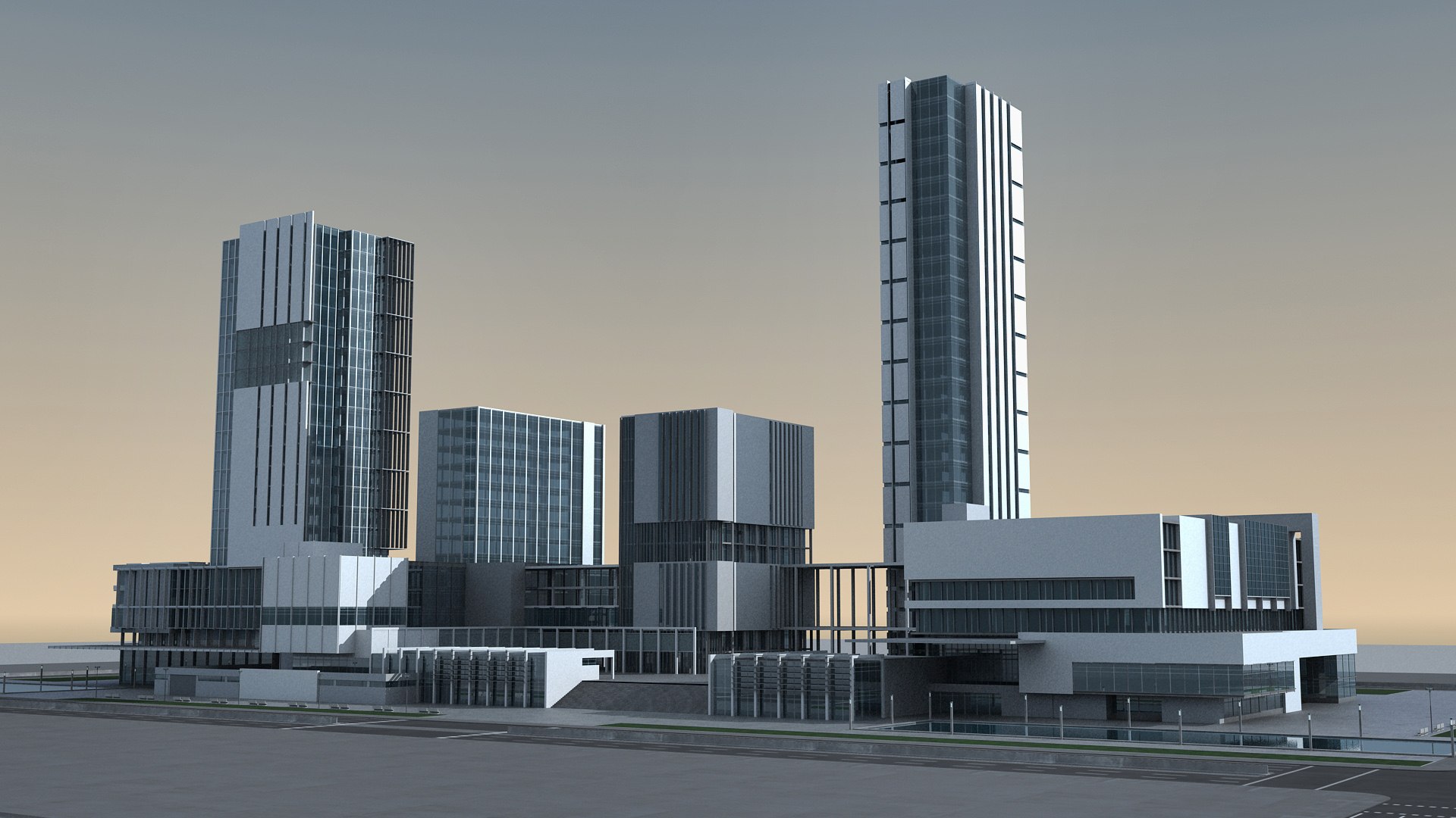 Modern city block 3D model - TurboSquid 1708861