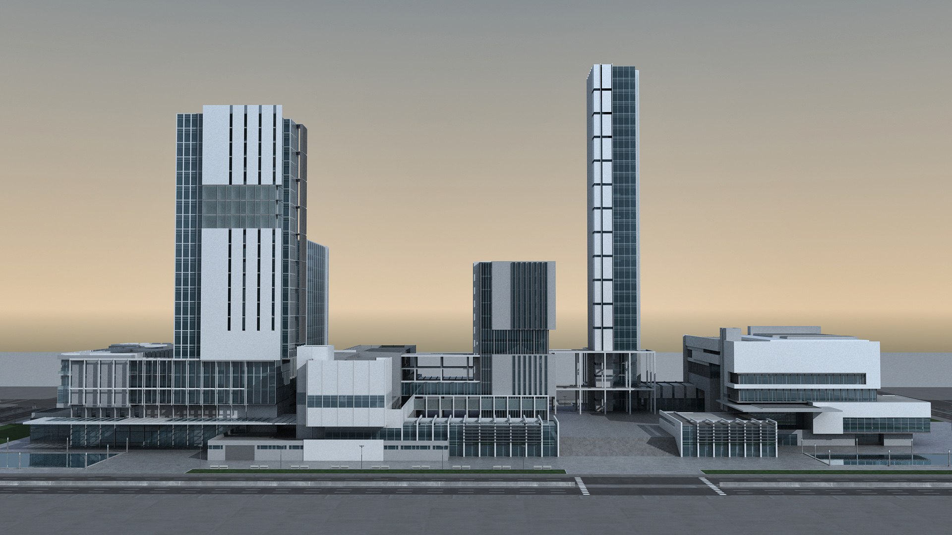 Modern city block 3D model - TurboSquid 1708861