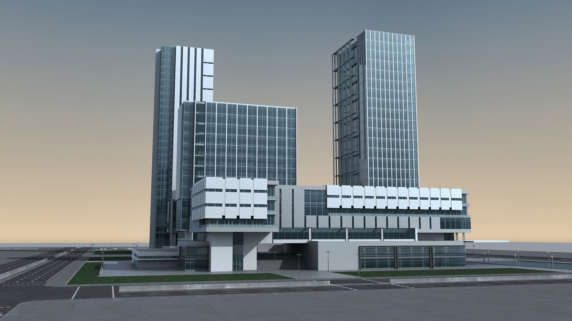 Modern city block 3D model - TurboSquid 1708861