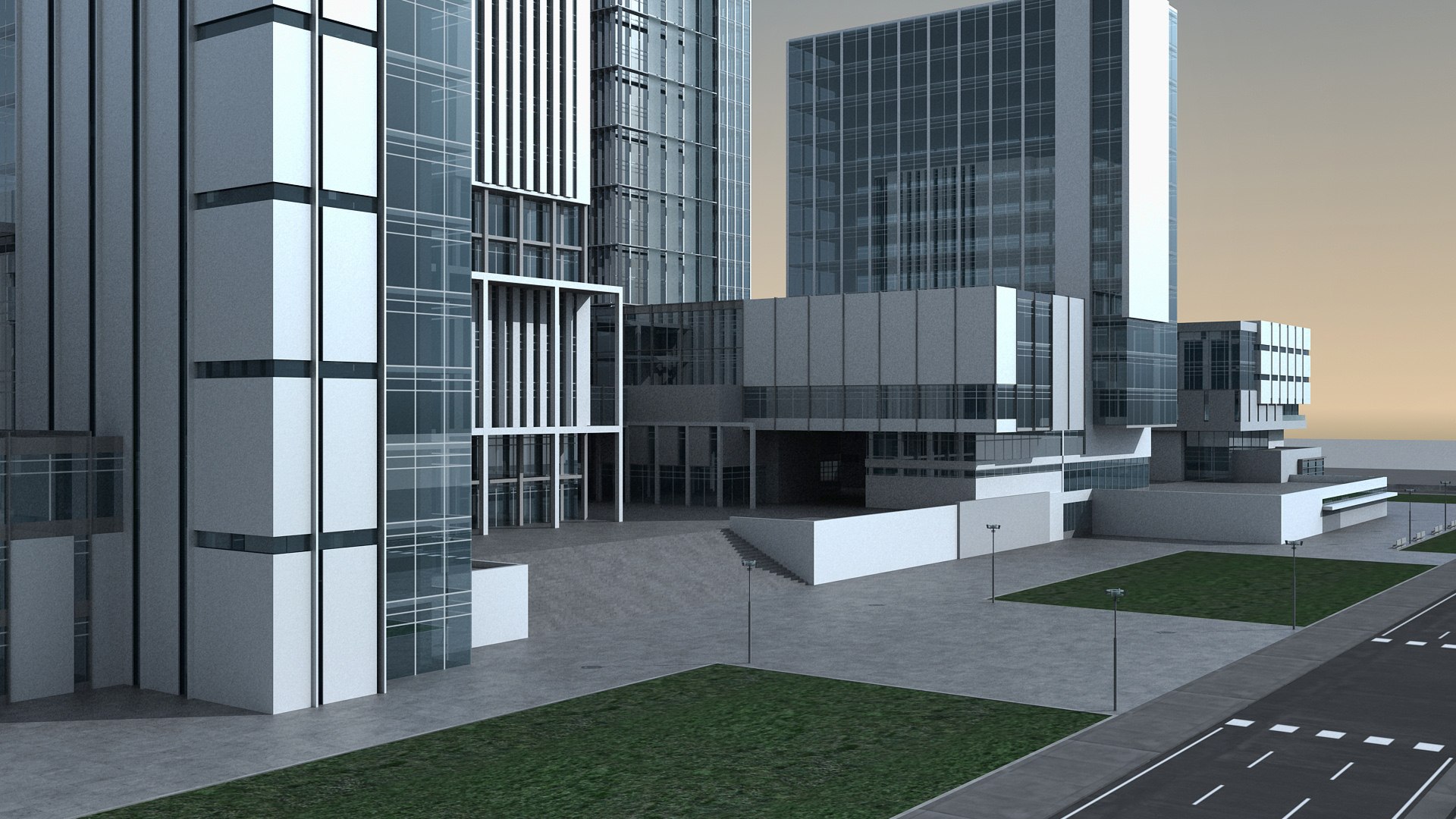 Modern city block 3D model - TurboSquid 1708861