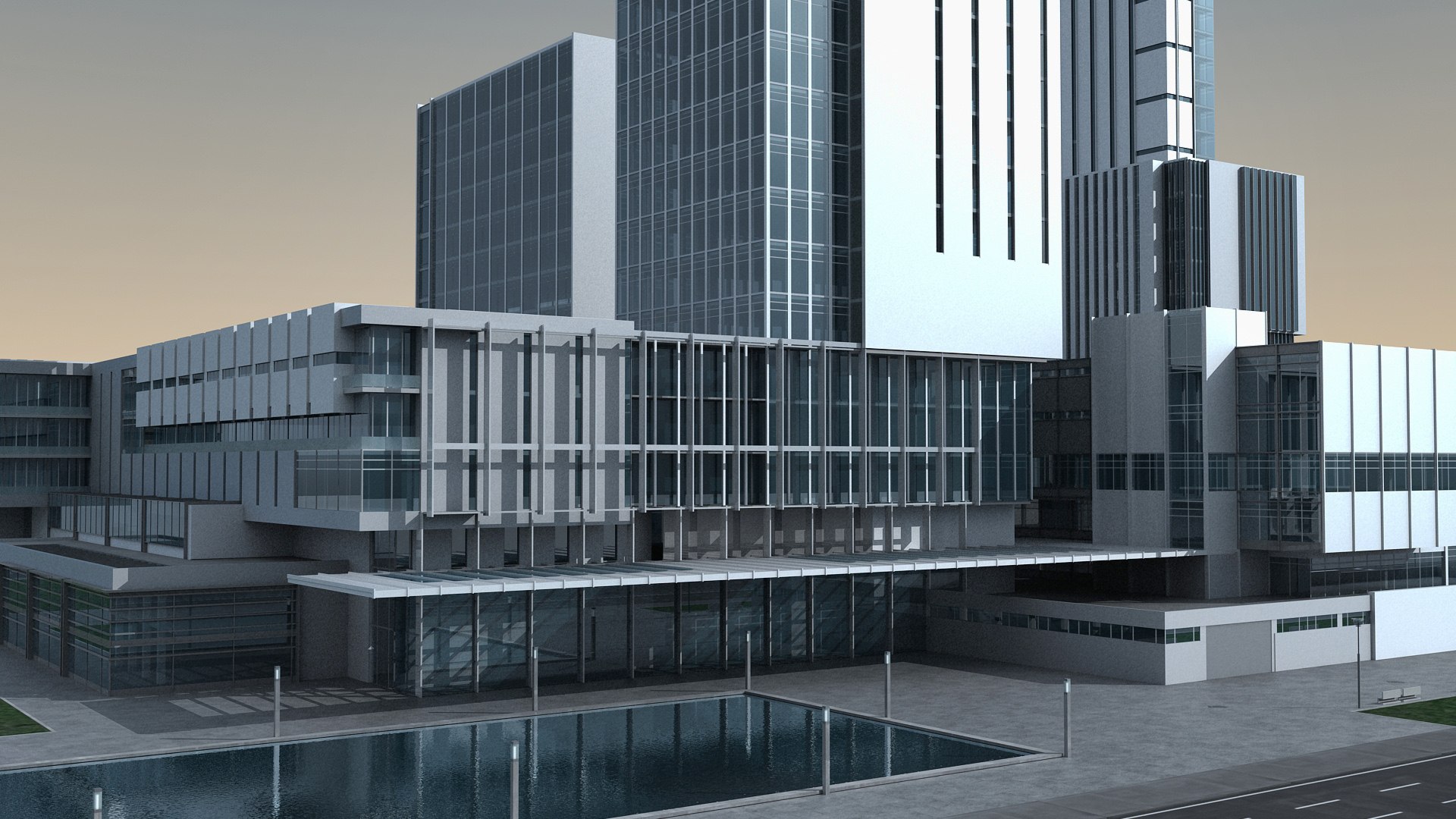 Modern city block 3D model - TurboSquid 1708861