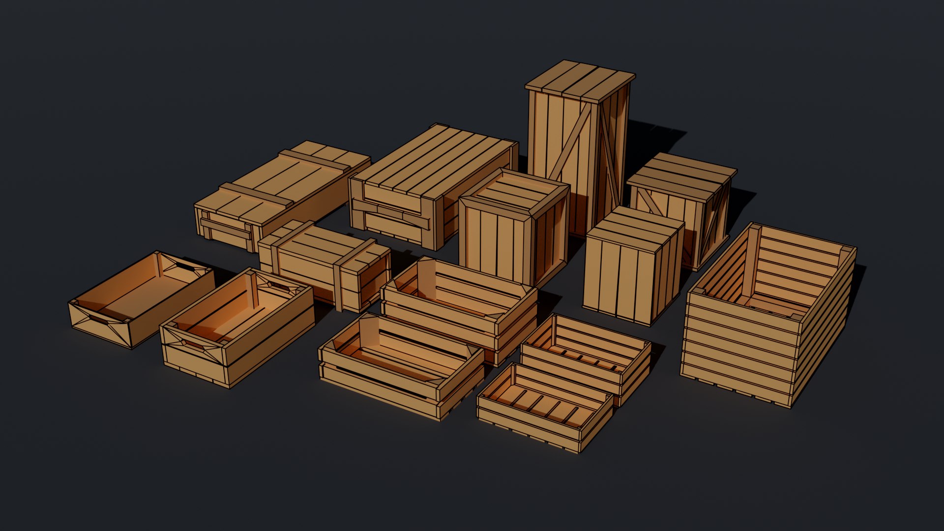 Low Poly Crates 3D Model - TurboSquid 1825563