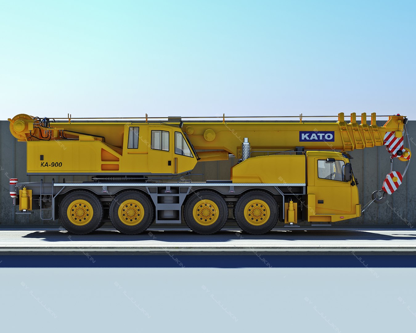 realistic mobile crane kato 3d model