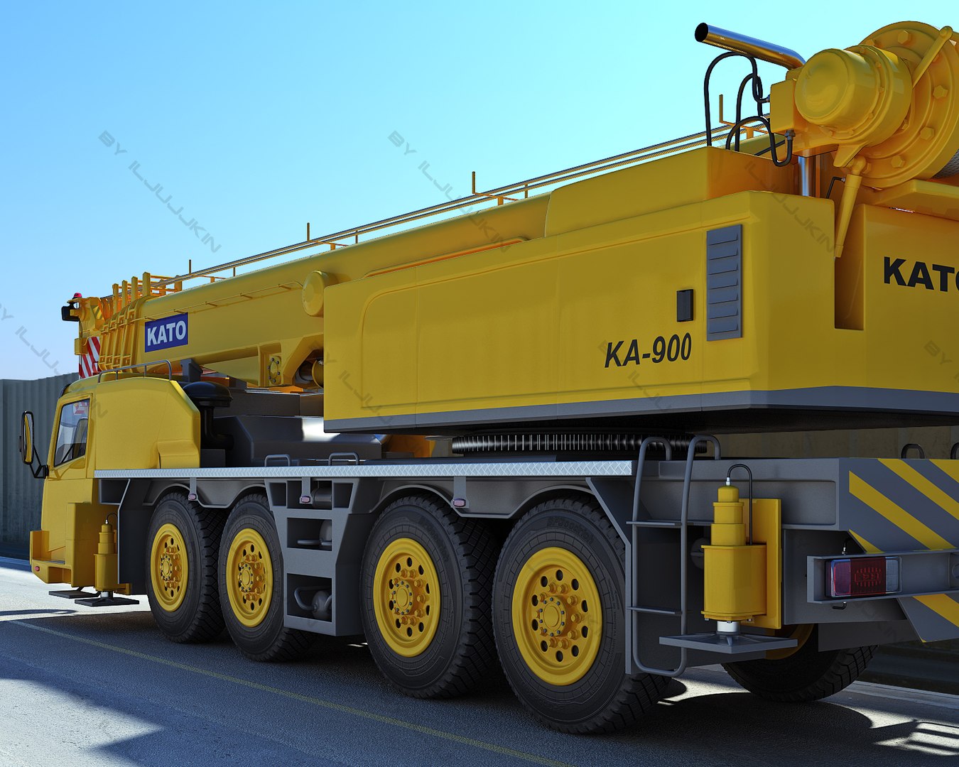 realistic mobile crane kato 3d model