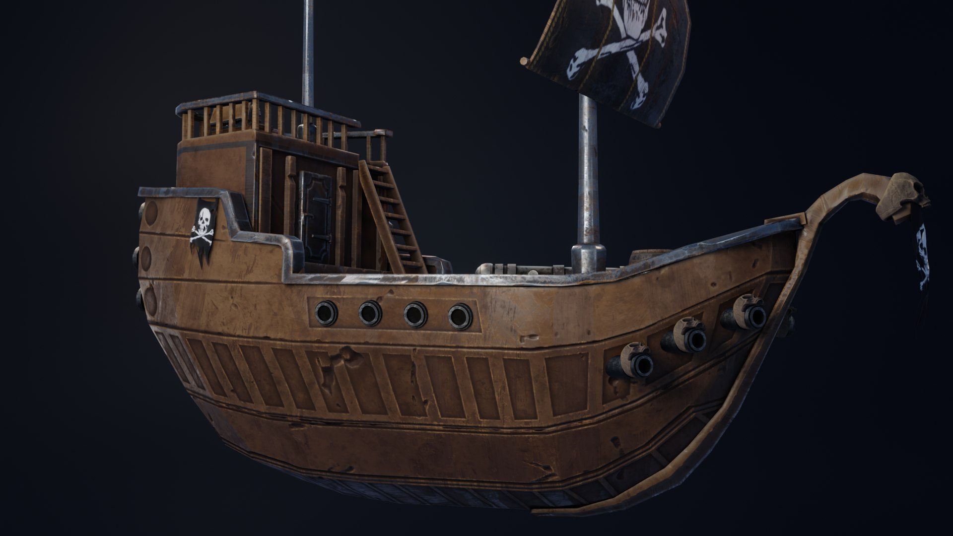 Stylized Pirate Ship Low Poly 3D Model - TurboSquid 2017325