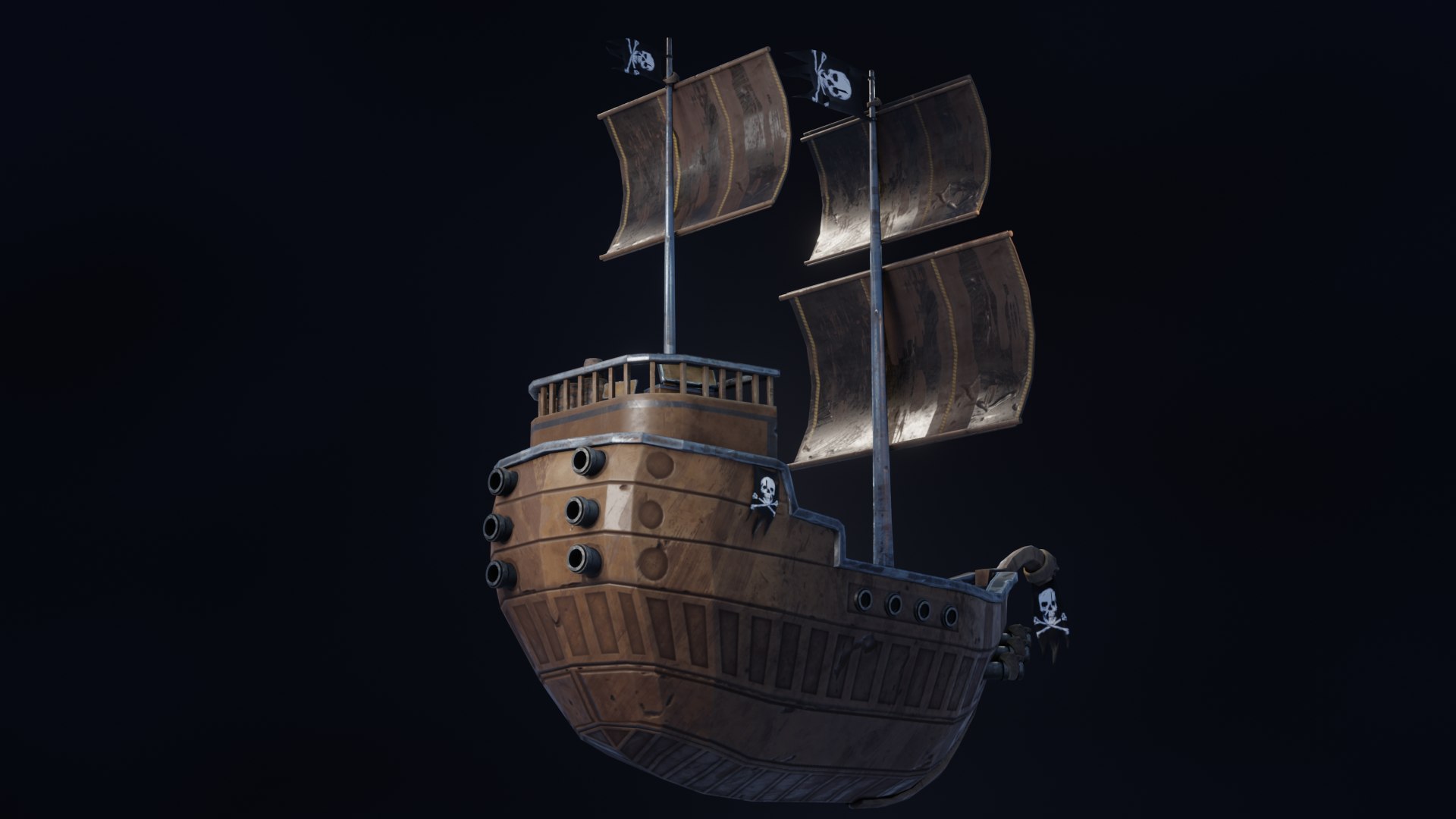 Stylized Pirate Ship Low Poly 3D Model - TurboSquid 2017325