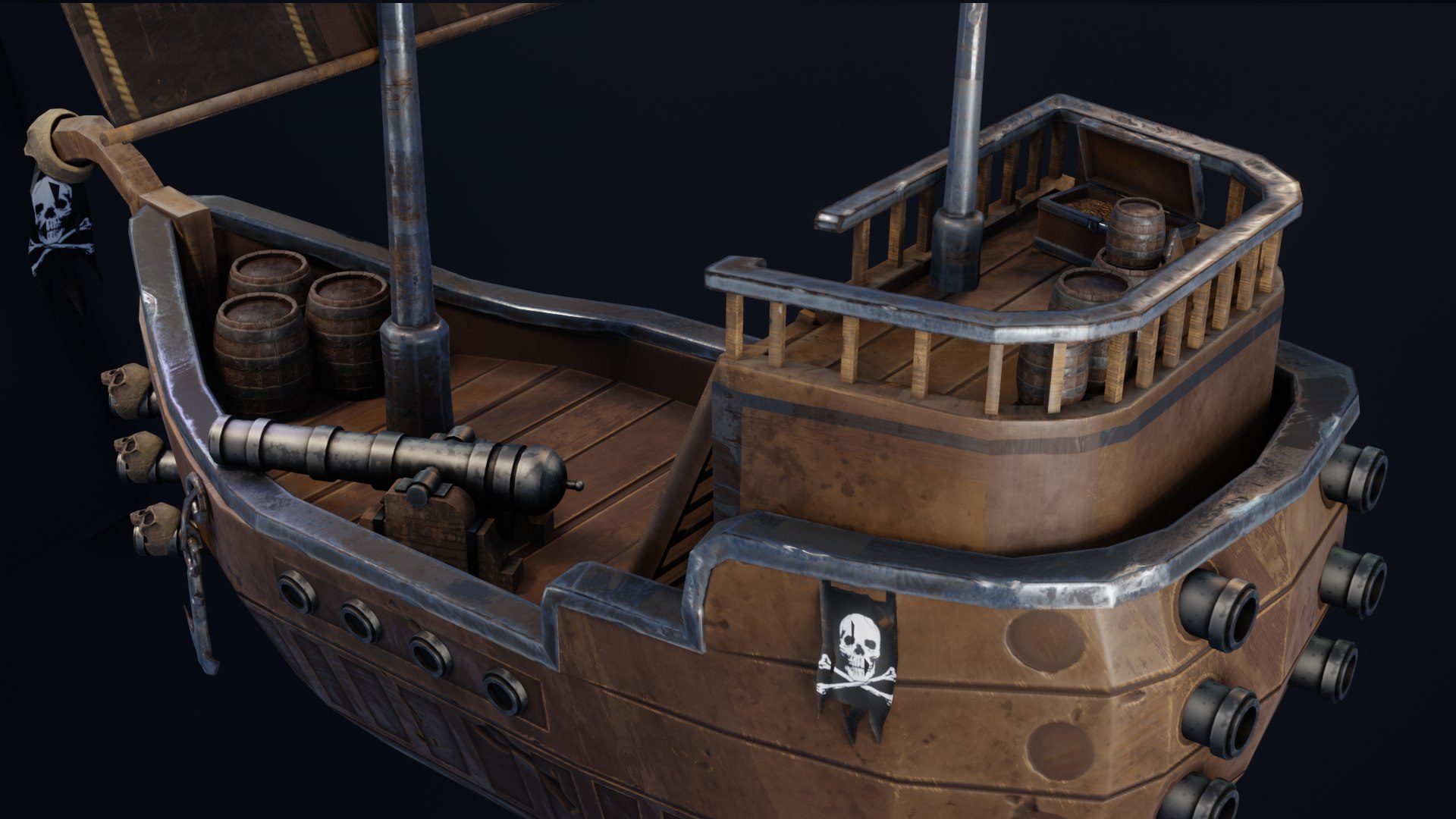 Stylized Pirate Ship Low Poly 3D Model - TurboSquid 2017325