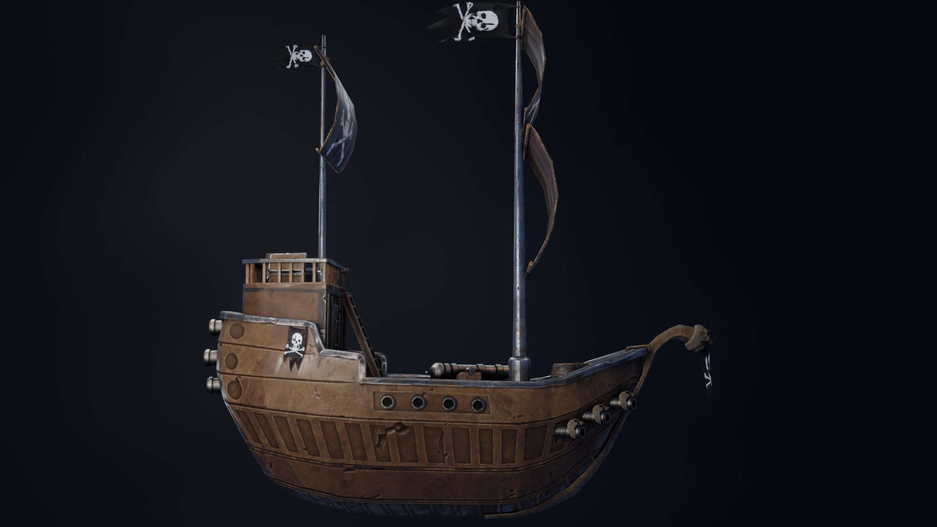 Stylized Pirate Ship Low Poly 3D Model - TurboSquid 2017325