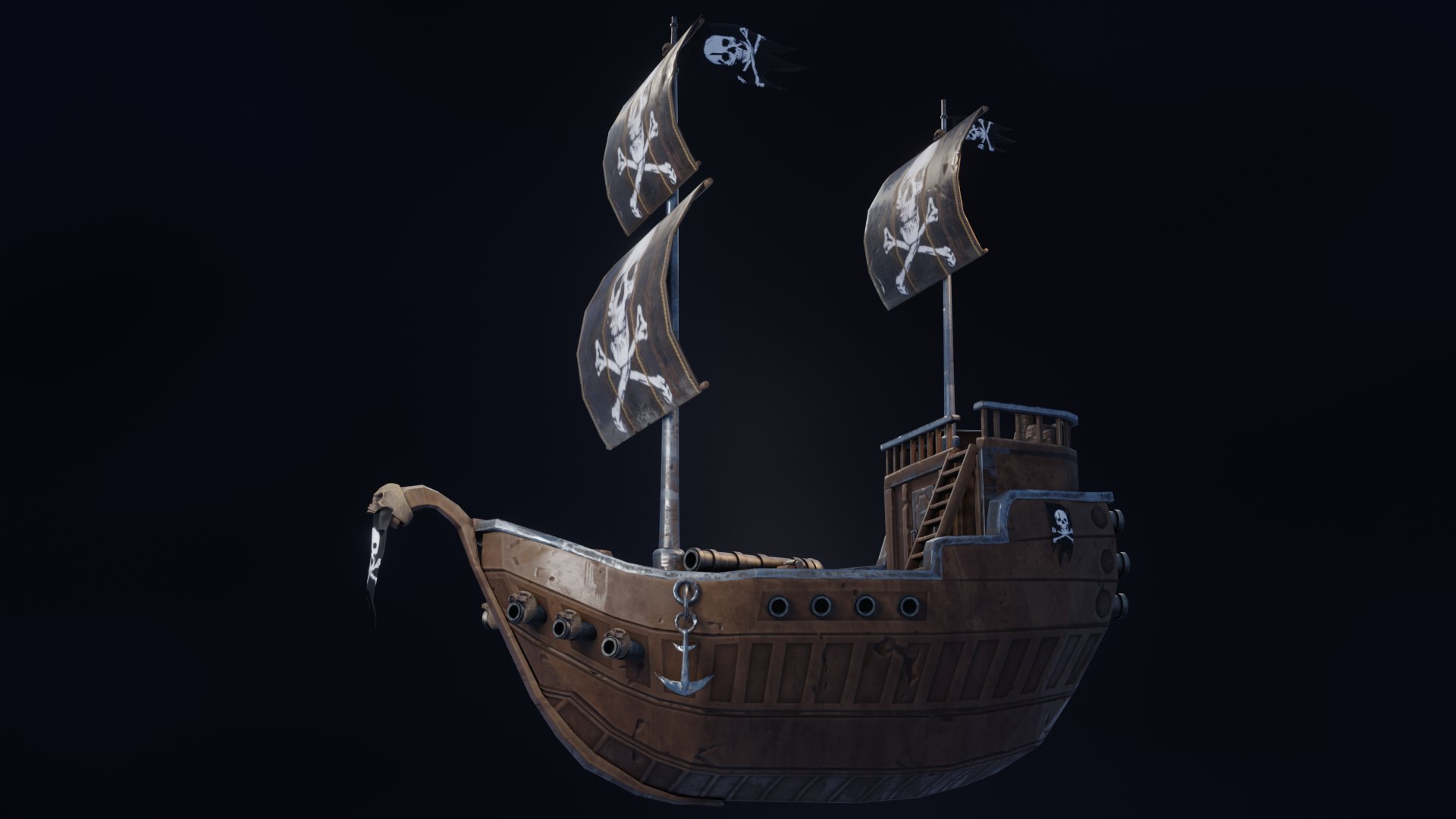 Stylized Pirate Ship Low Poly 3D Model - TurboSquid 2017325