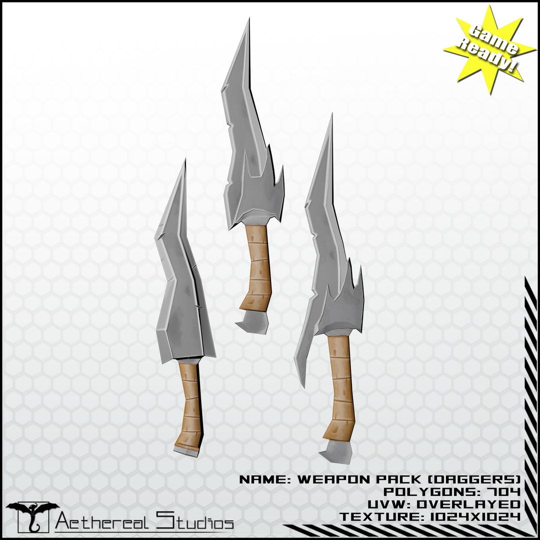 3d model daggers fantasy weapon pack