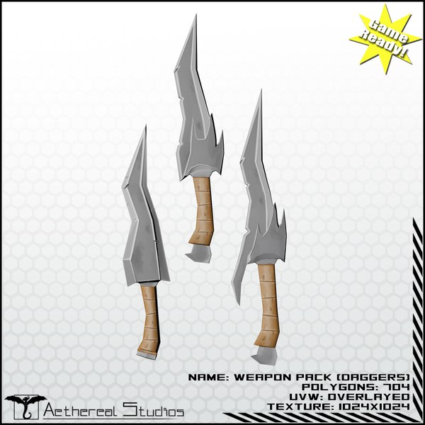 3d model daggers fantasy weapon pack