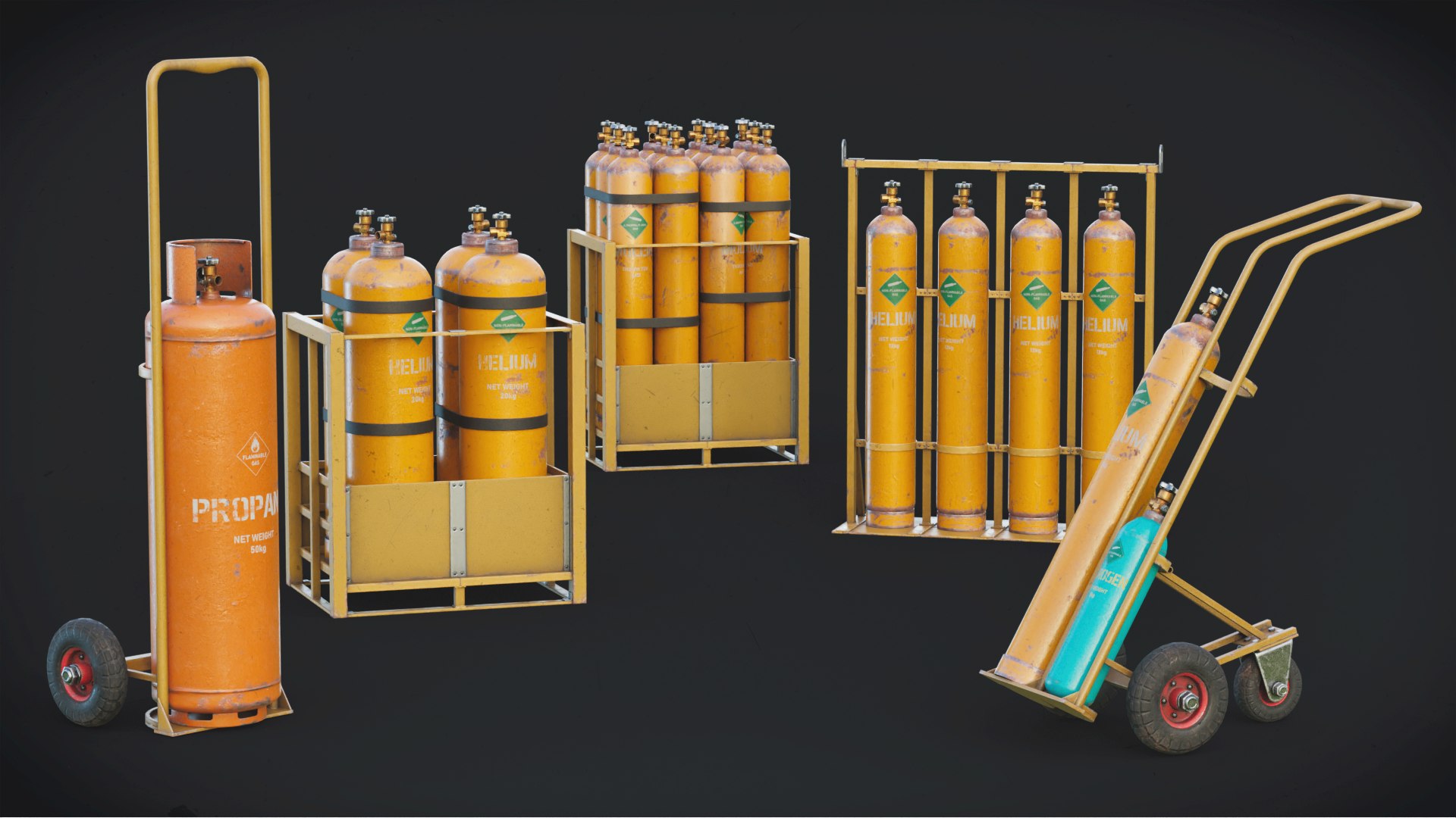3D Gas Cylinders Collection GameReady - TurboSquid 2073494