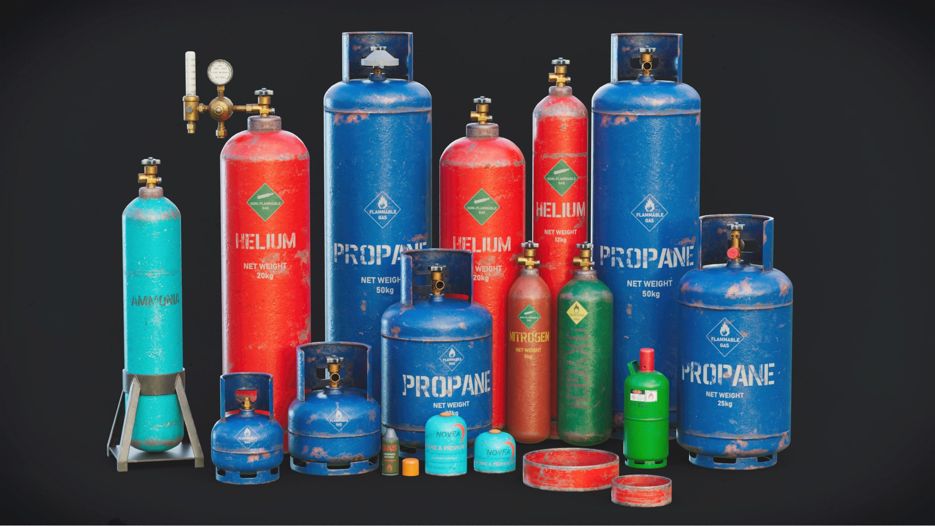 3D Gas Cylinders Collection GameReady - TurboSquid 2073494
