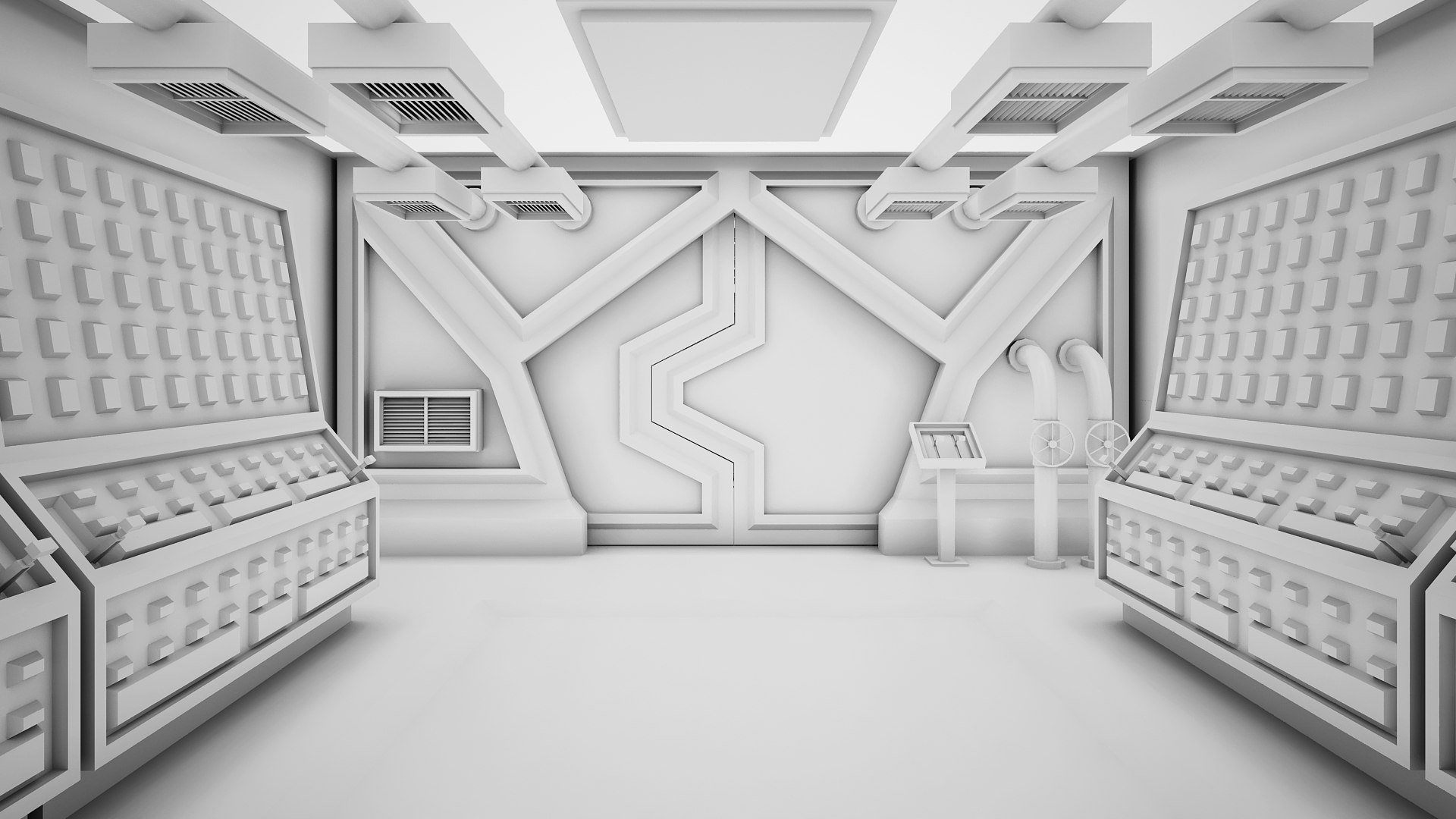 3D Sci-fi Corridor Set 04 CLAY - TurboSquid 1728503