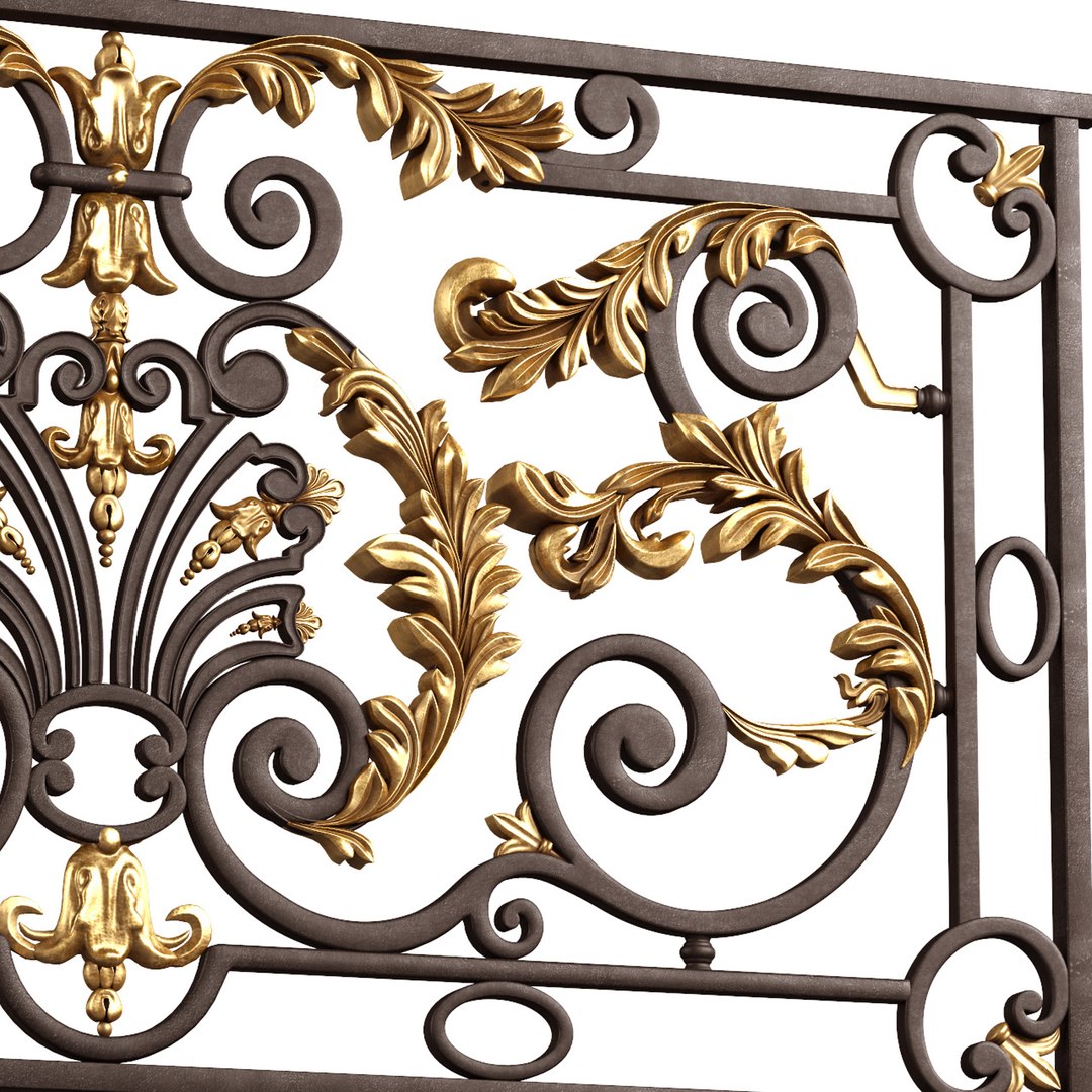 3D Classic Forged Wrought Fence Iron Railing 3D Model Model ...