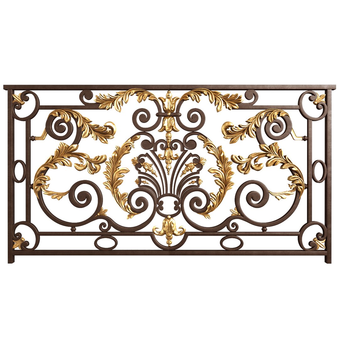 3D Classic Forged Wrought Fence Iron Railing 3D Model Model ...
