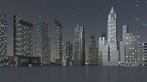 3D lowpoly night buildings - TurboSquid 2025881