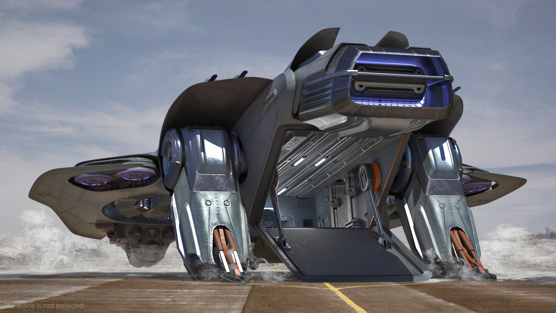 3D sci-fi dropship landing position - TurboSquid 1543353