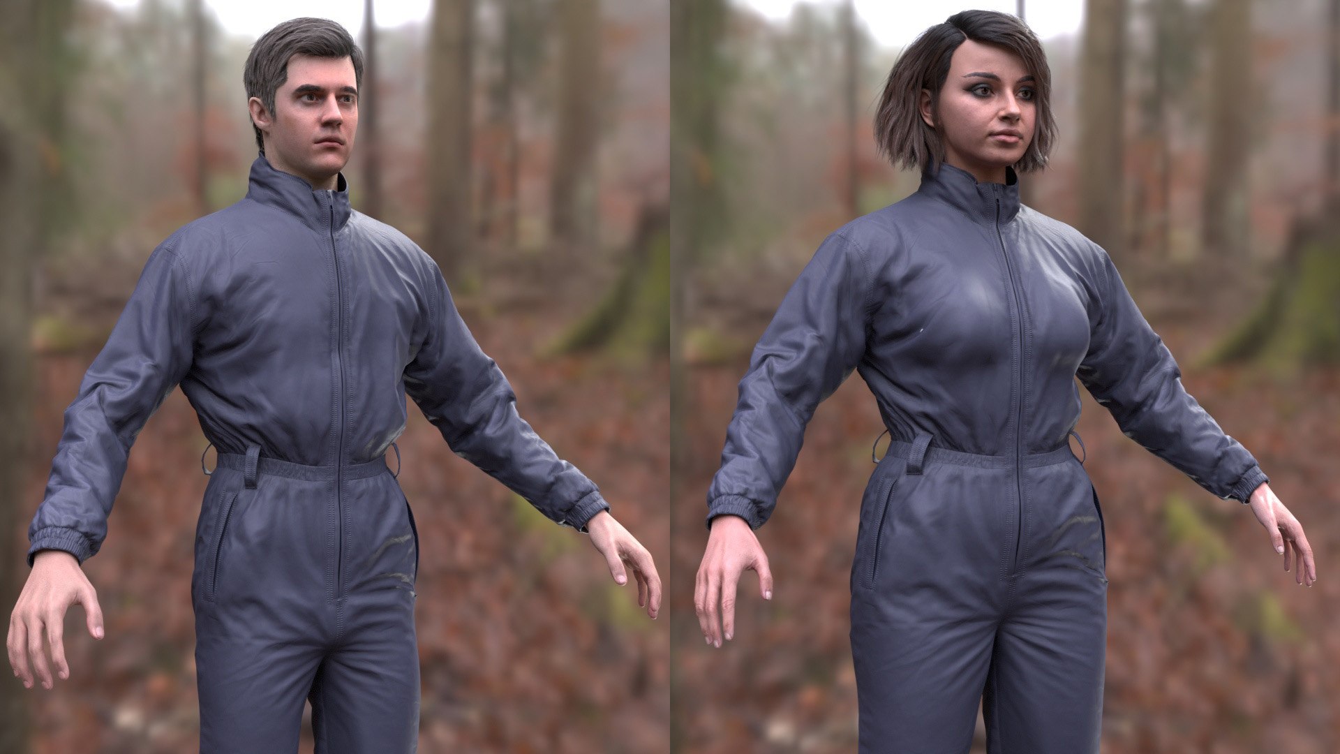 3D Model Jumpsuit 1 - MaleFemale MH UE5 Skeletons - Rigged - TurboSquid 2262687