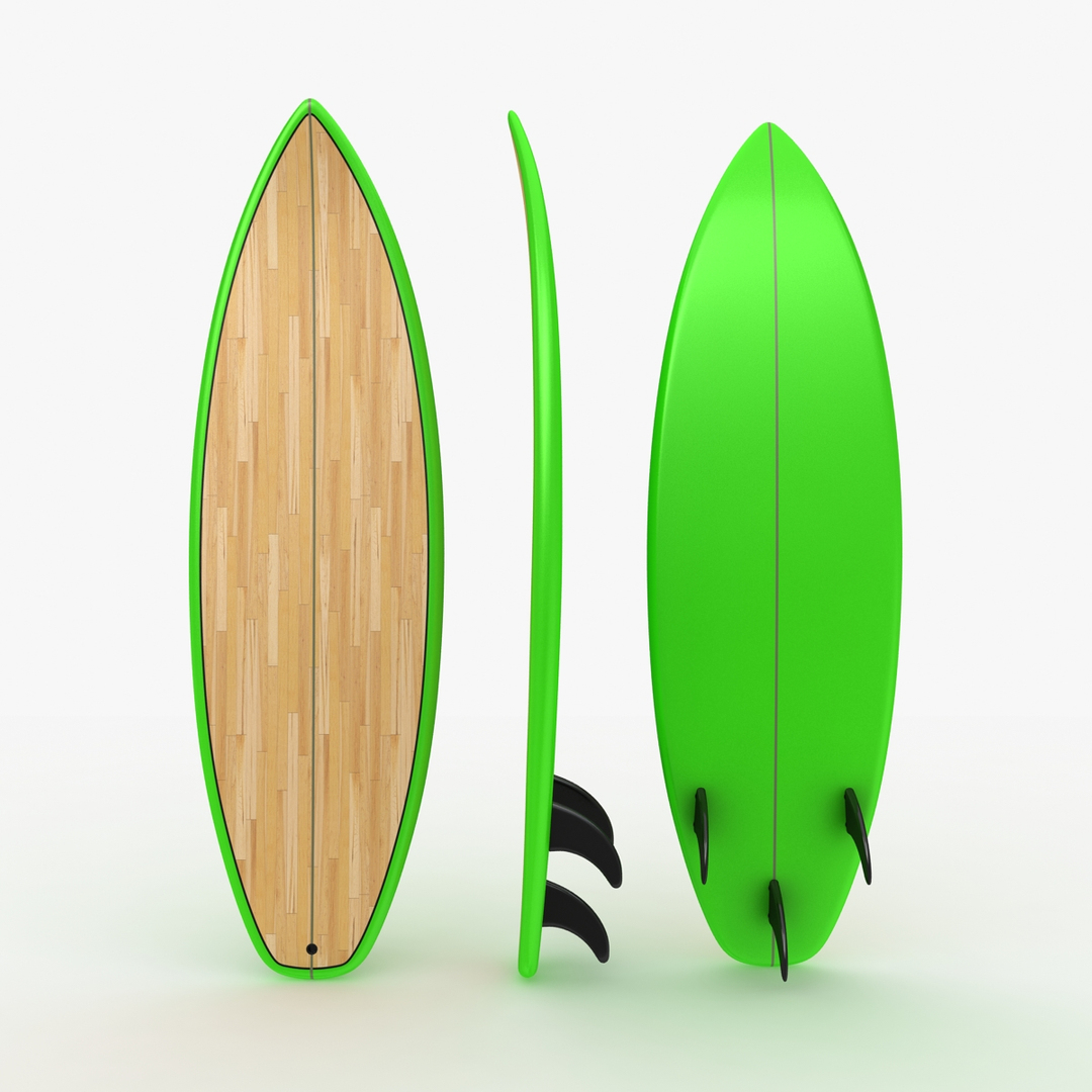 realistic surfboard green 3d max