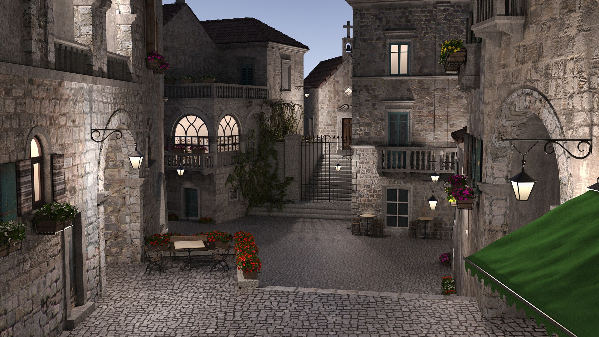 Old Town 26 Night 3D - TurboSquid 2169827