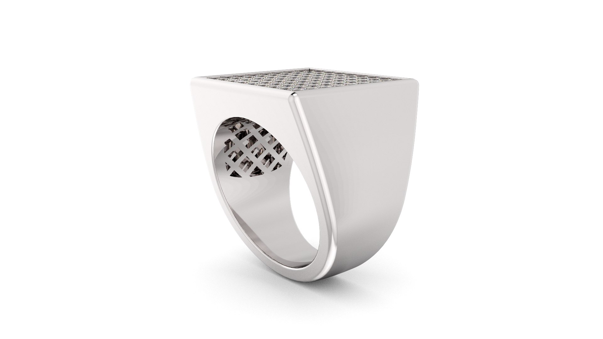 3D Square Signet Ring With Invisible Setting Stones - TurboSquid 2080314