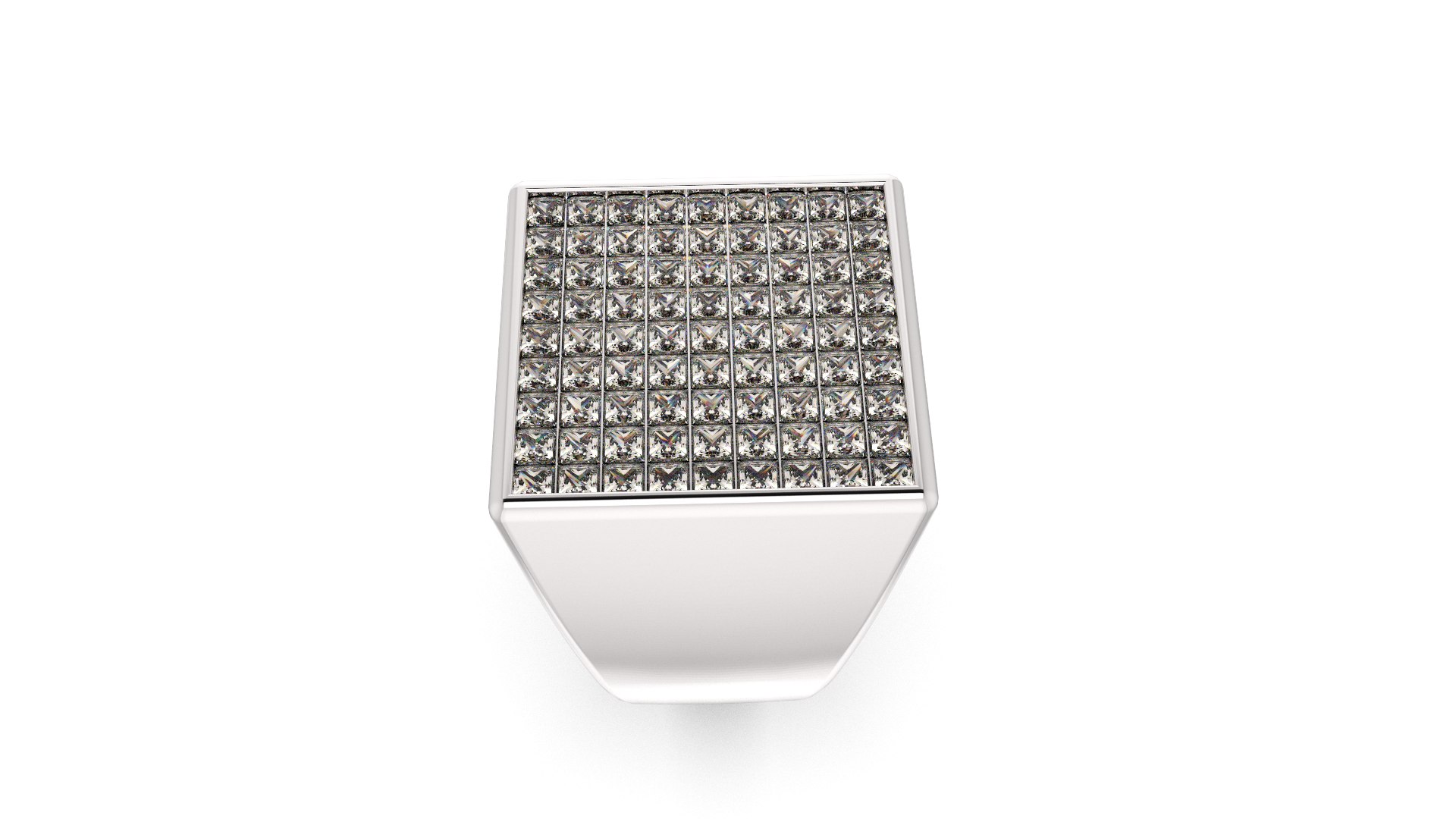 3D Square Signet Ring With Invisible Setting Stones - TurboSquid 2080314