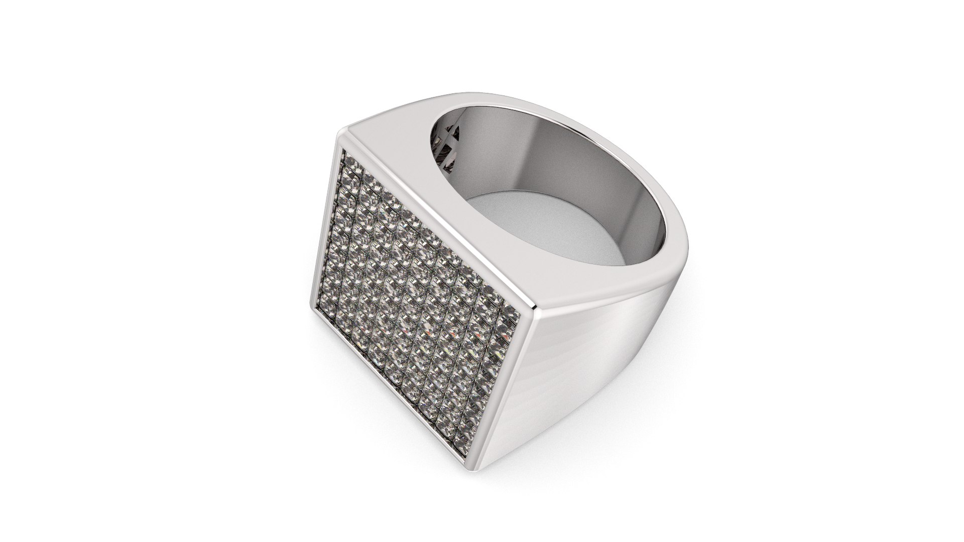 3D Square Signet Ring With Invisible Setting Stones - TurboSquid 2080314