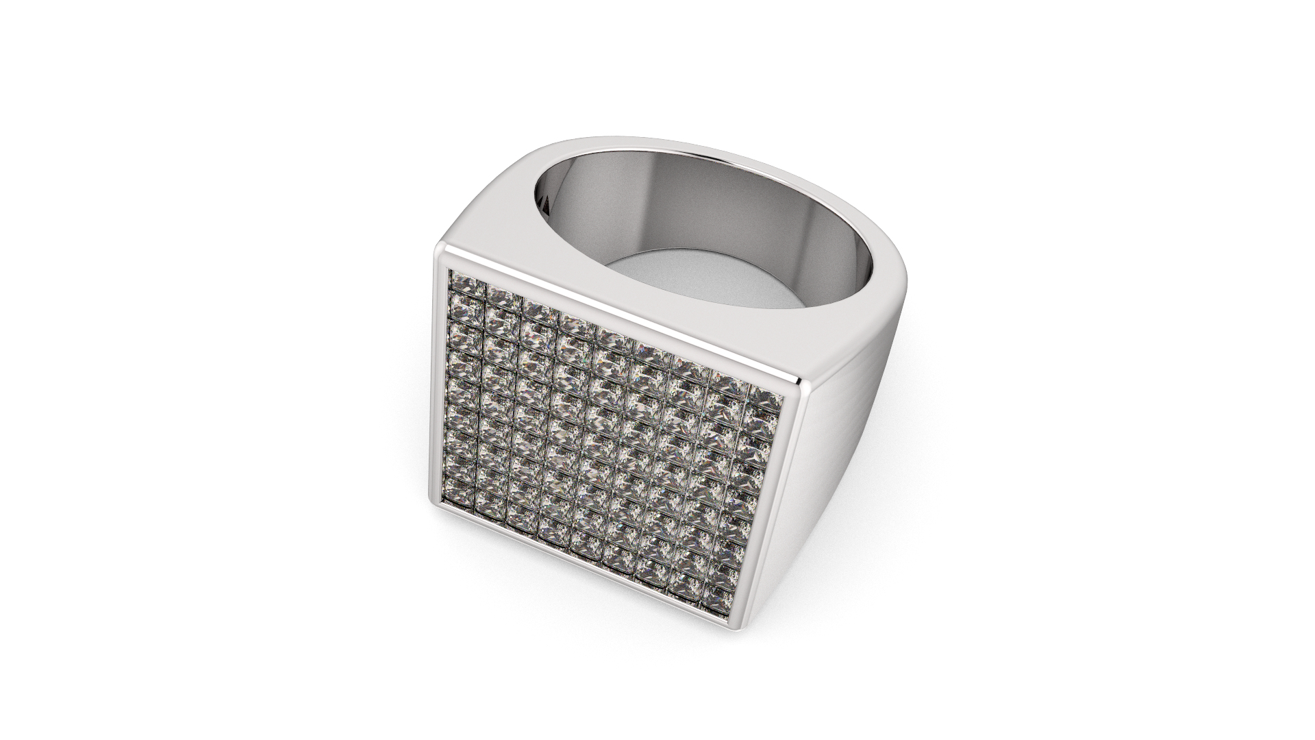 3D Square Signet Ring With Invisible Setting Stones - TurboSquid 2080314