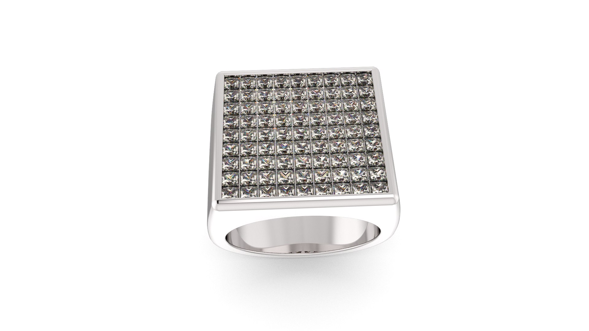 3D Square Signet Ring With Invisible Setting Stones - TurboSquid 2080314