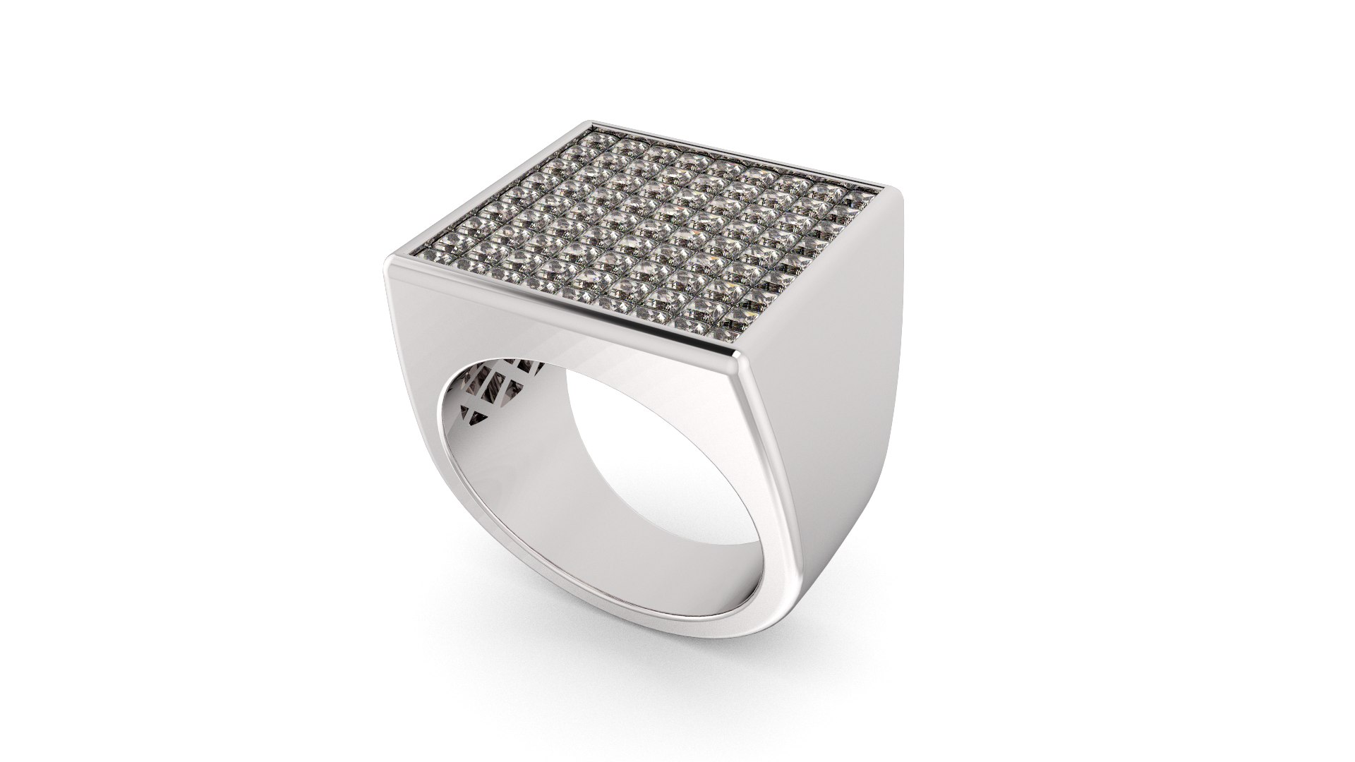 3D Square Signet Ring With Invisible Setting Stones - TurboSquid 2080314