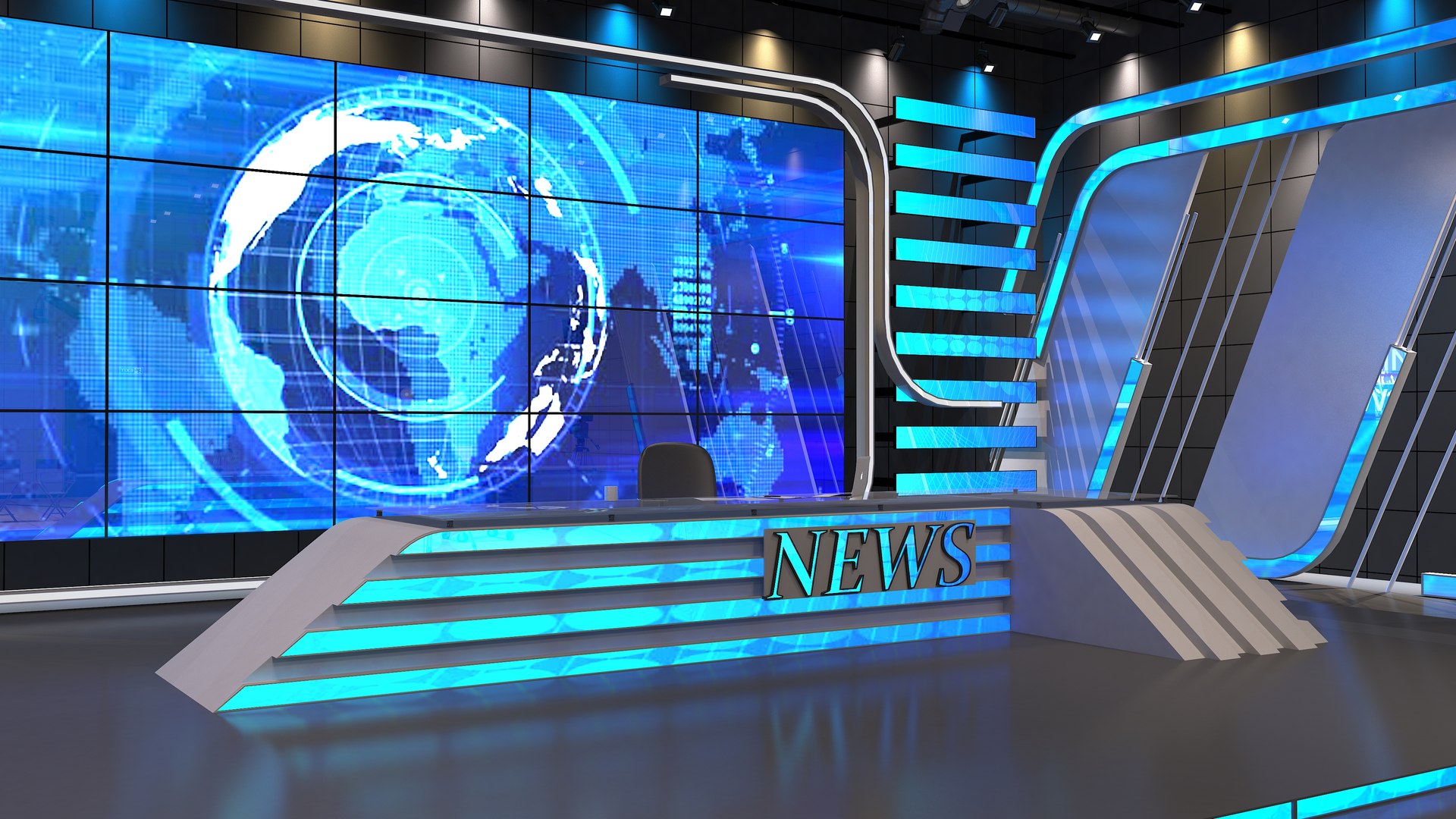 3D Production Control Room and TV Studio News - TurboSquid 1804320