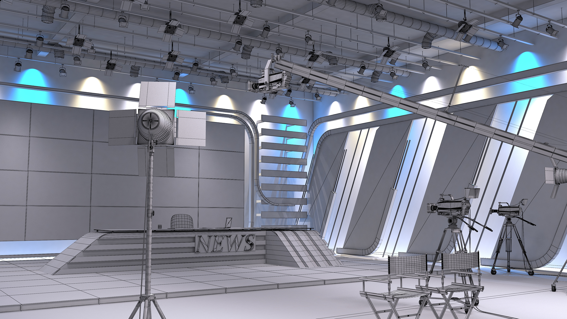 3D Production Control Room and TV Studio News - TurboSquid 1804320