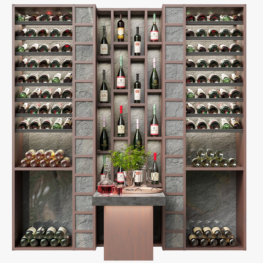 3D model Large rack with collection wine - TurboSquid 2054978