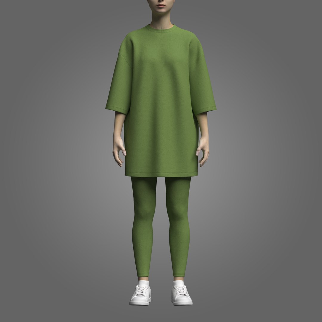 Female T-Shirt And Legging 3D Model 3D Model - TurboSquid 2281100