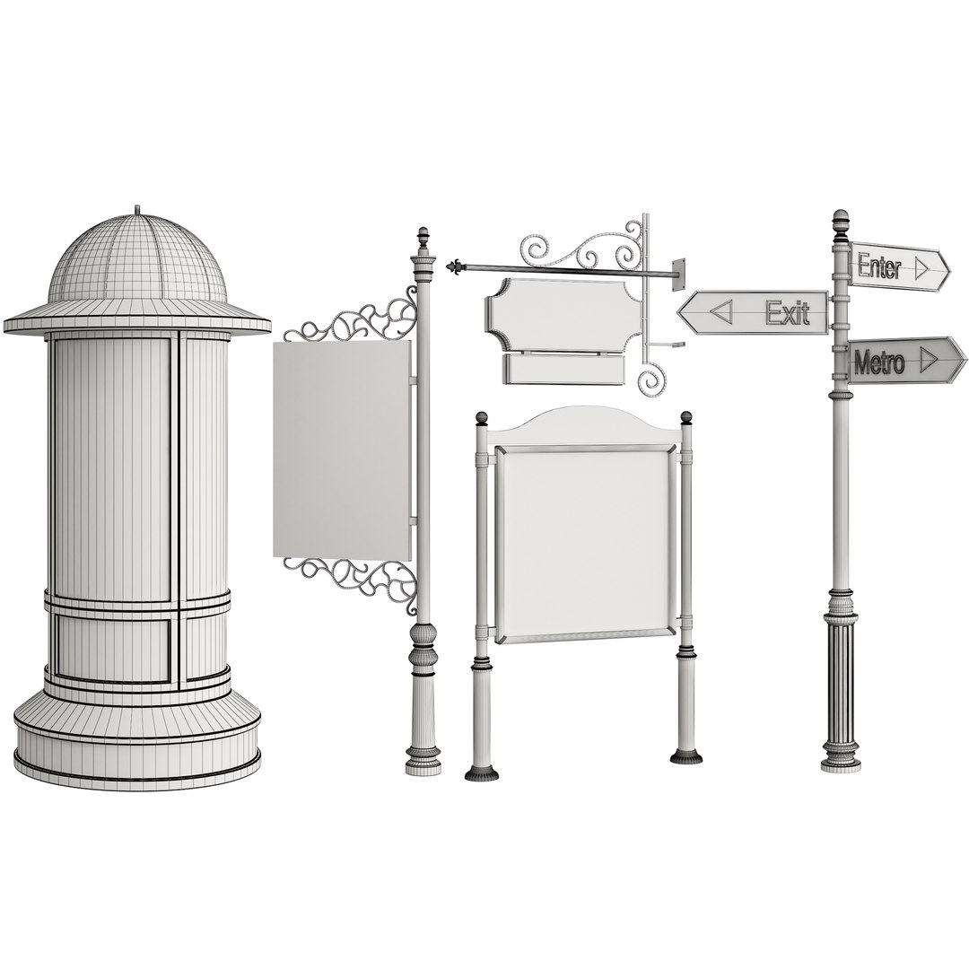 Advertising Shields Signboard 3D Model - TurboSquid 1643351