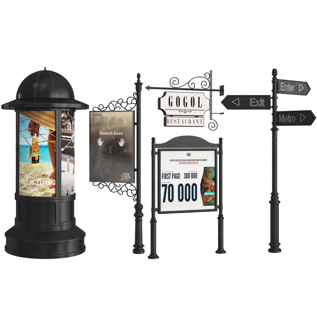 Advertising Shields Signboard 3D Model - TurboSquid 1643351