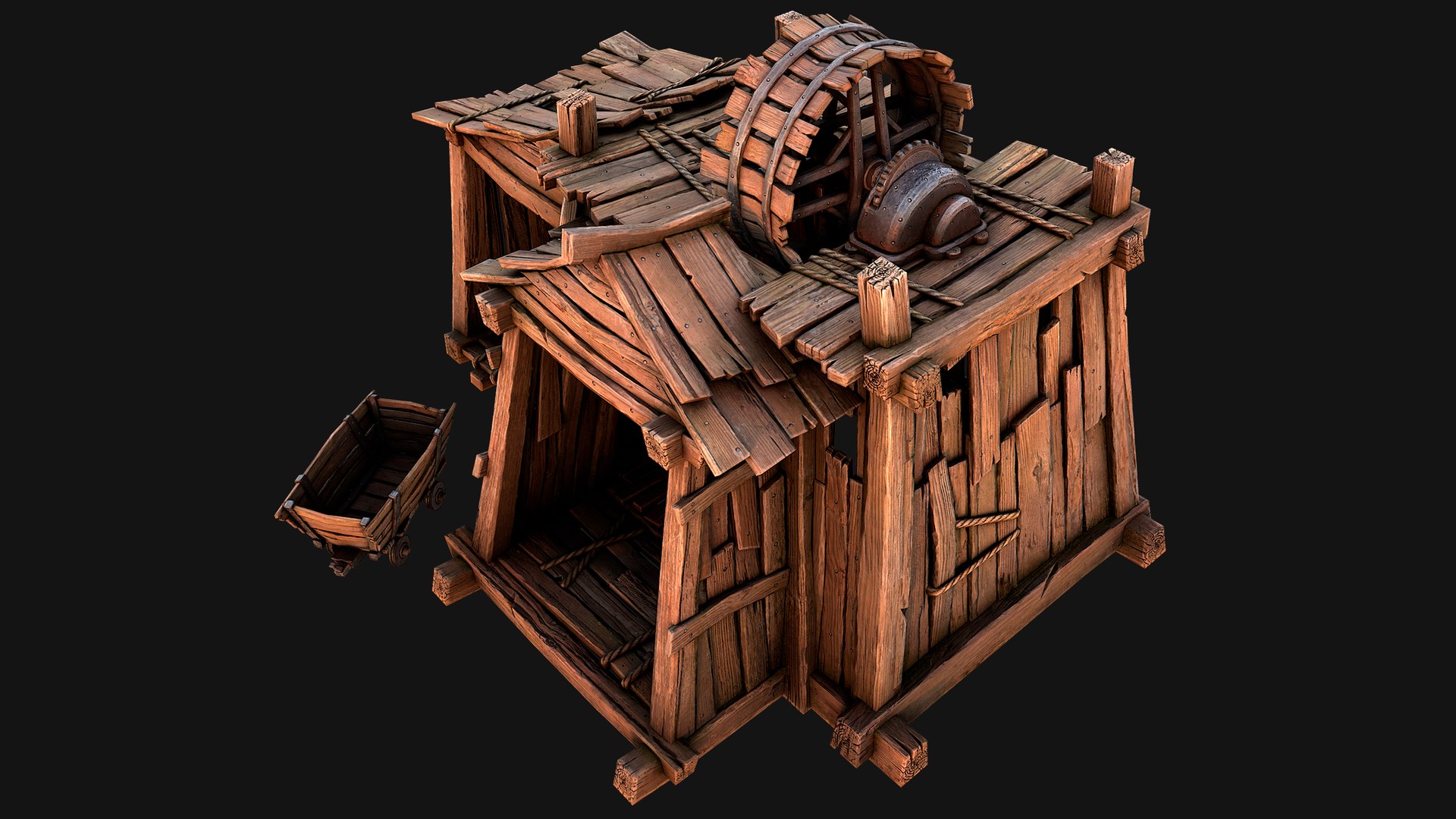 Medieval Mine Steampunk And Mining Cart 3D Model - TurboSquid 2257921