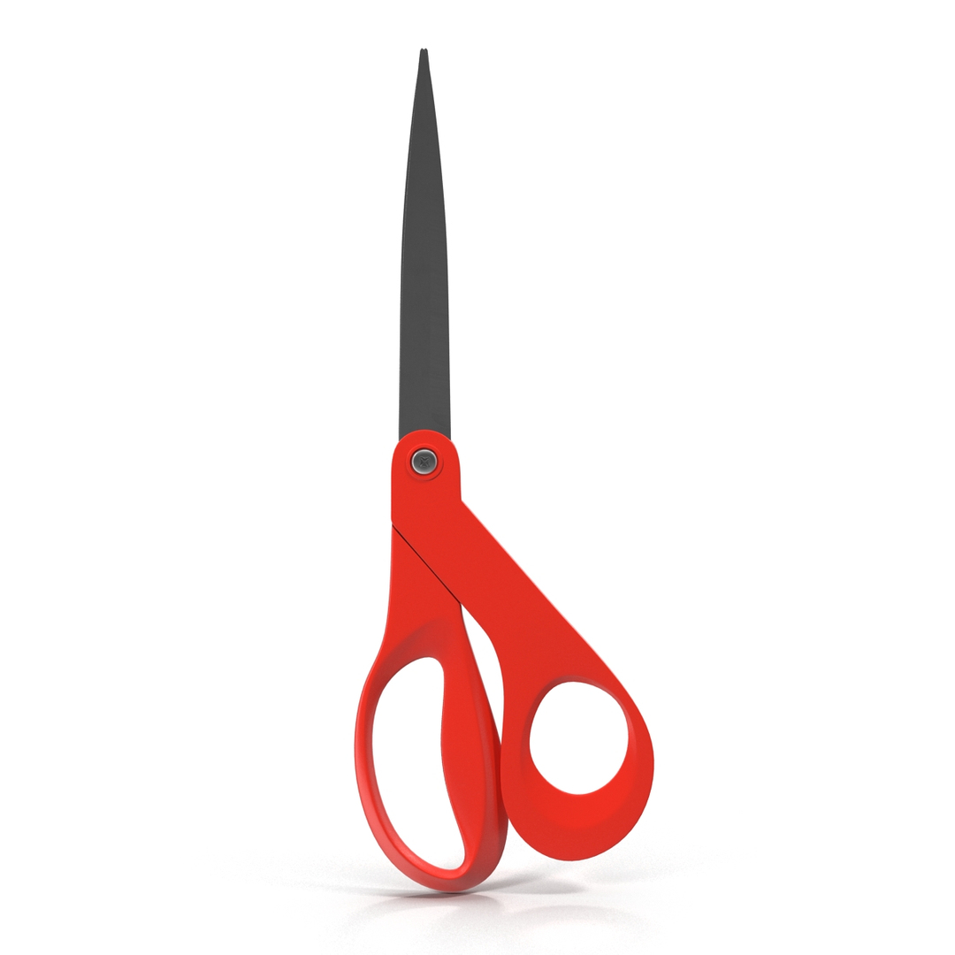 3d scissors red model