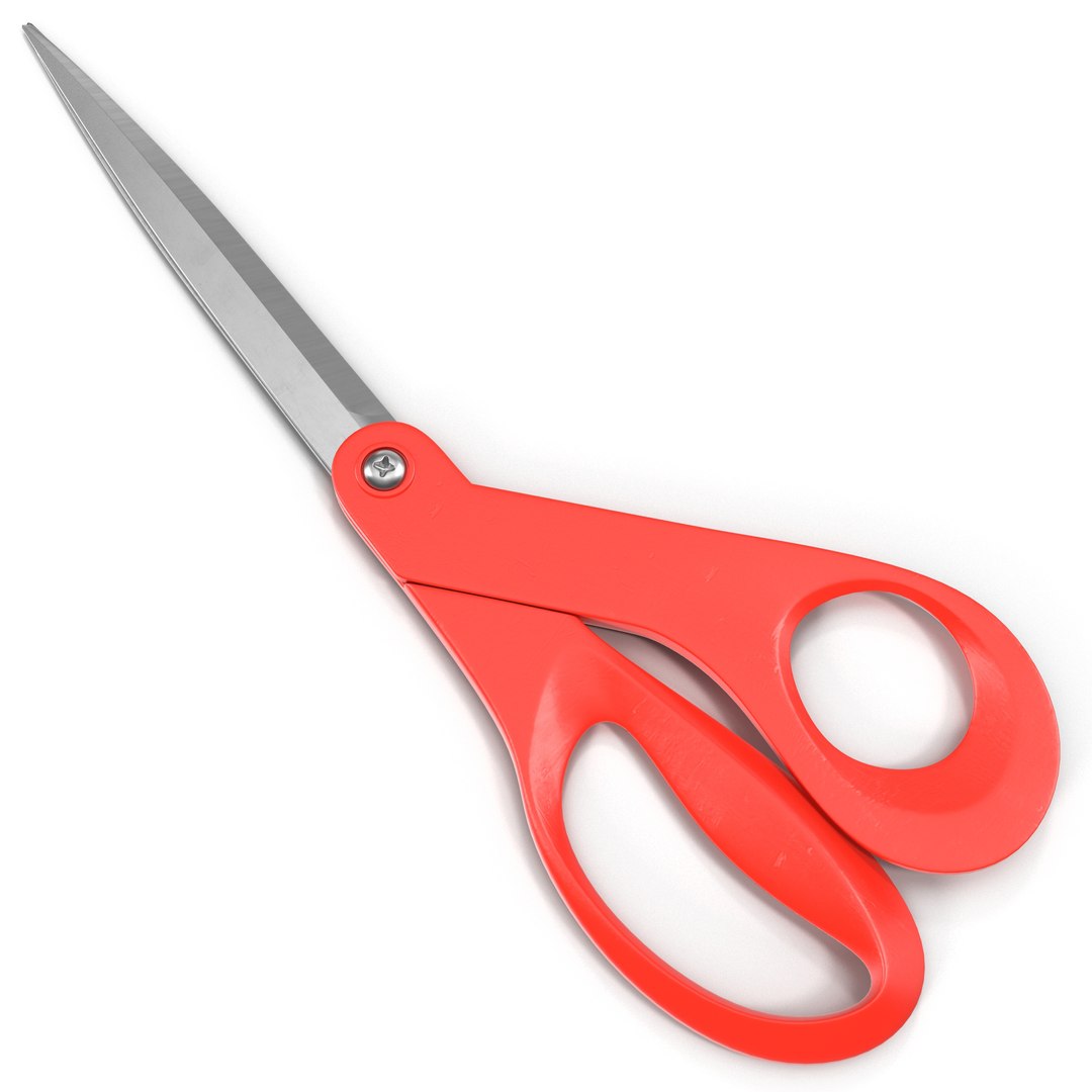 3d scissors red model