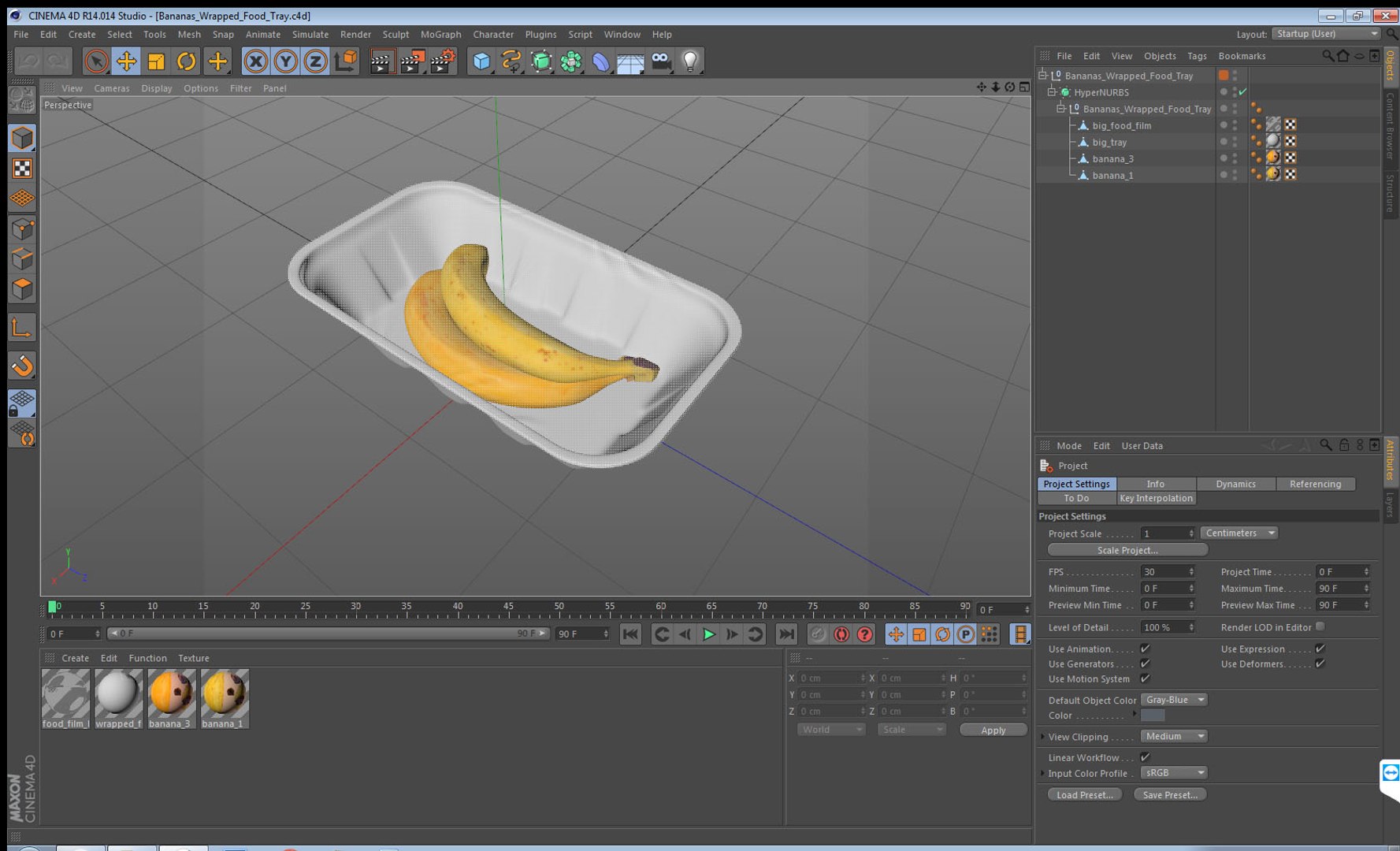 Bananas wrapped food tray 3D model - TurboSquid 1362940