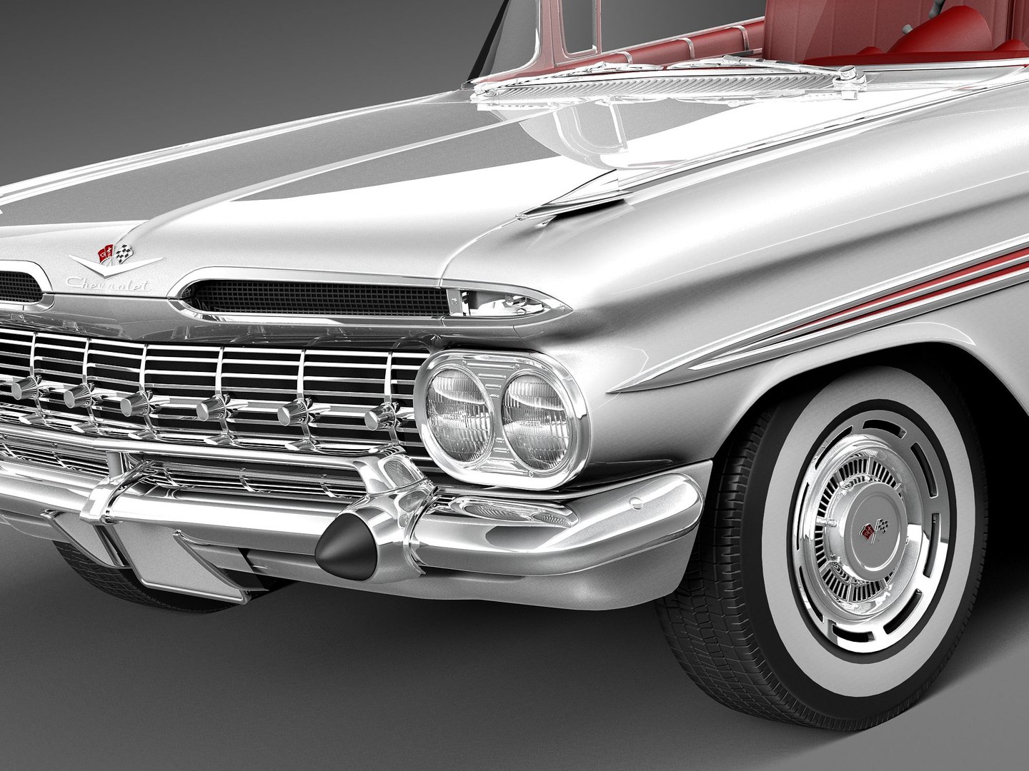 3d Chevrolet Impala Convertible 1959 Model