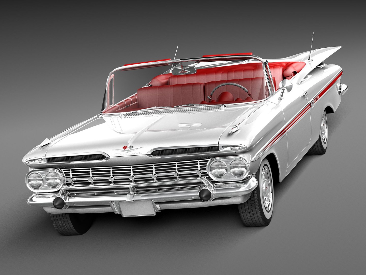 3d Chevrolet Impala Convertible 1959 Model