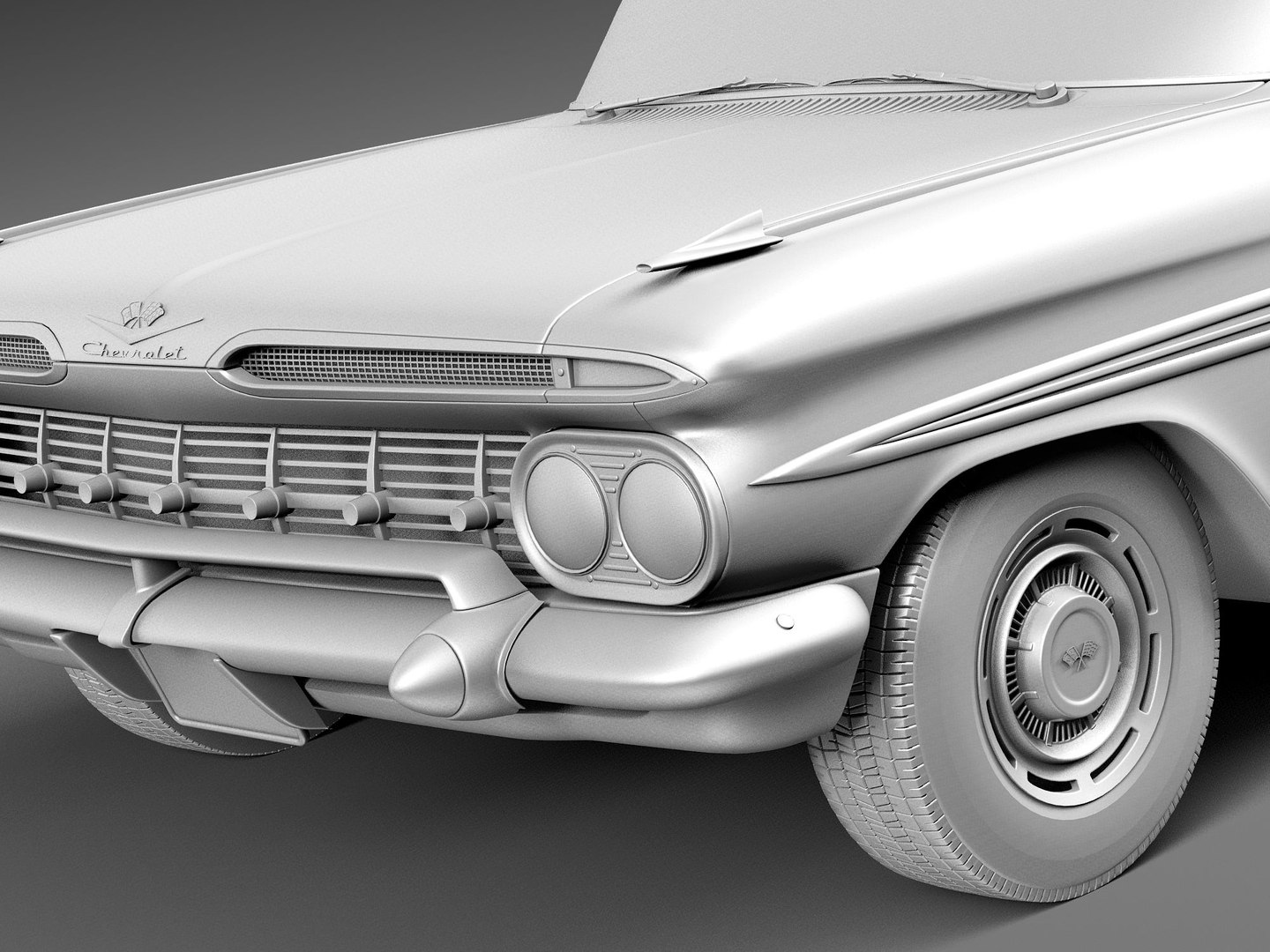 3d Chevrolet Impala Convertible 1959 Model