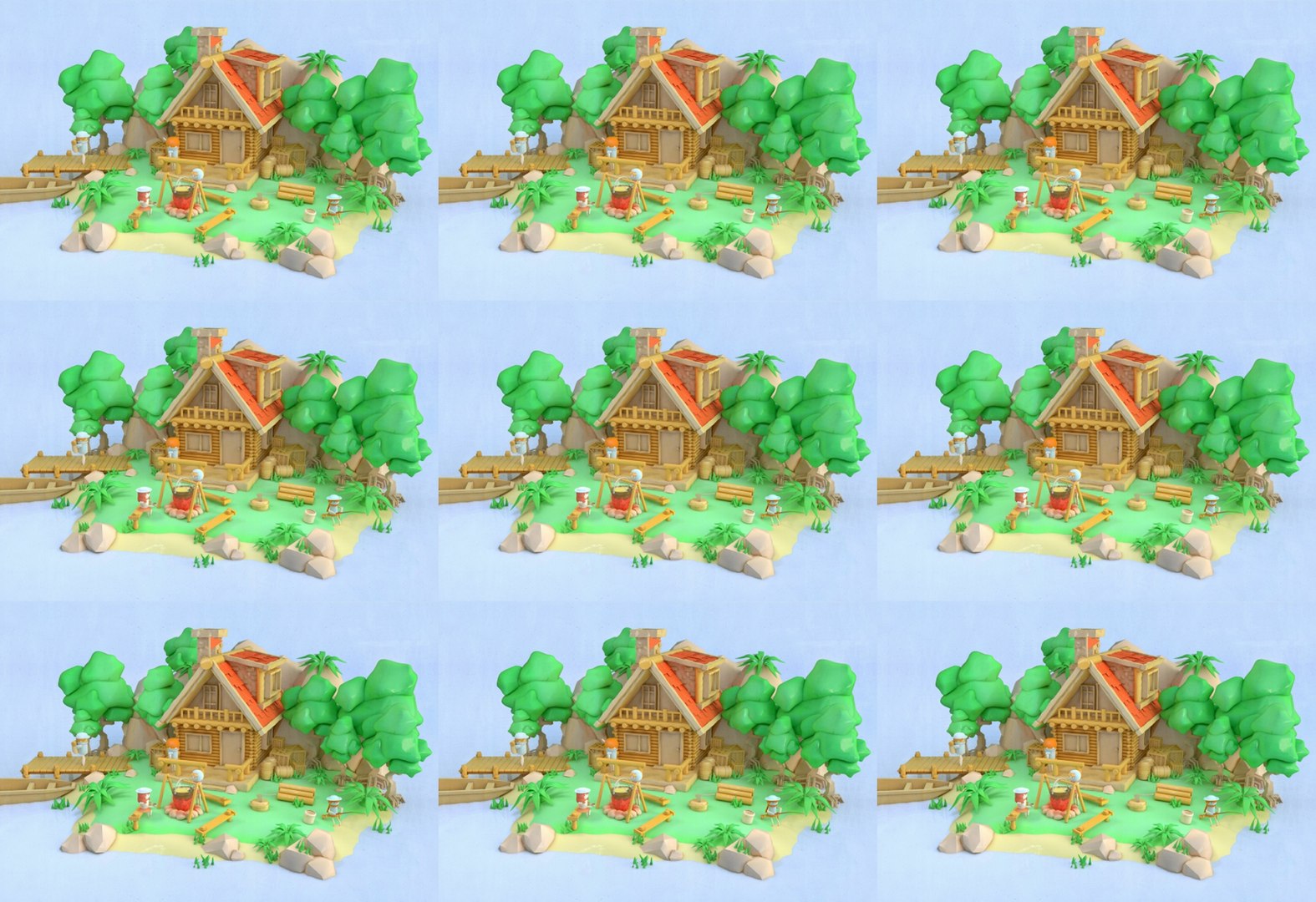 3D model Low Ploy opening scene Cartoon island scene island cartoon ...