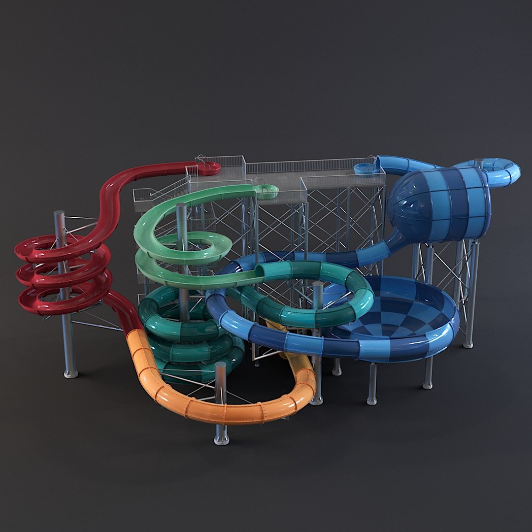 3D Water Park Slides Model - TurboSquid 1203501