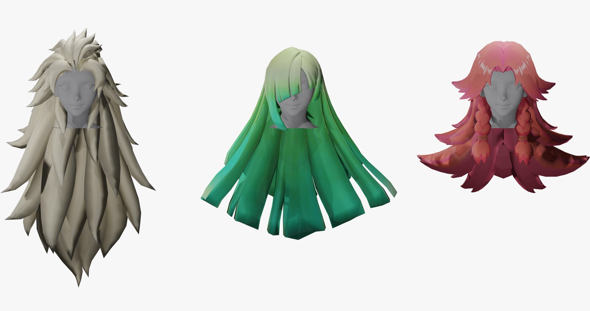 20 STYLIZED FEMALE HAIR MODELS PACK 7 - LOW POLY 3D Model - TurboSquid ...